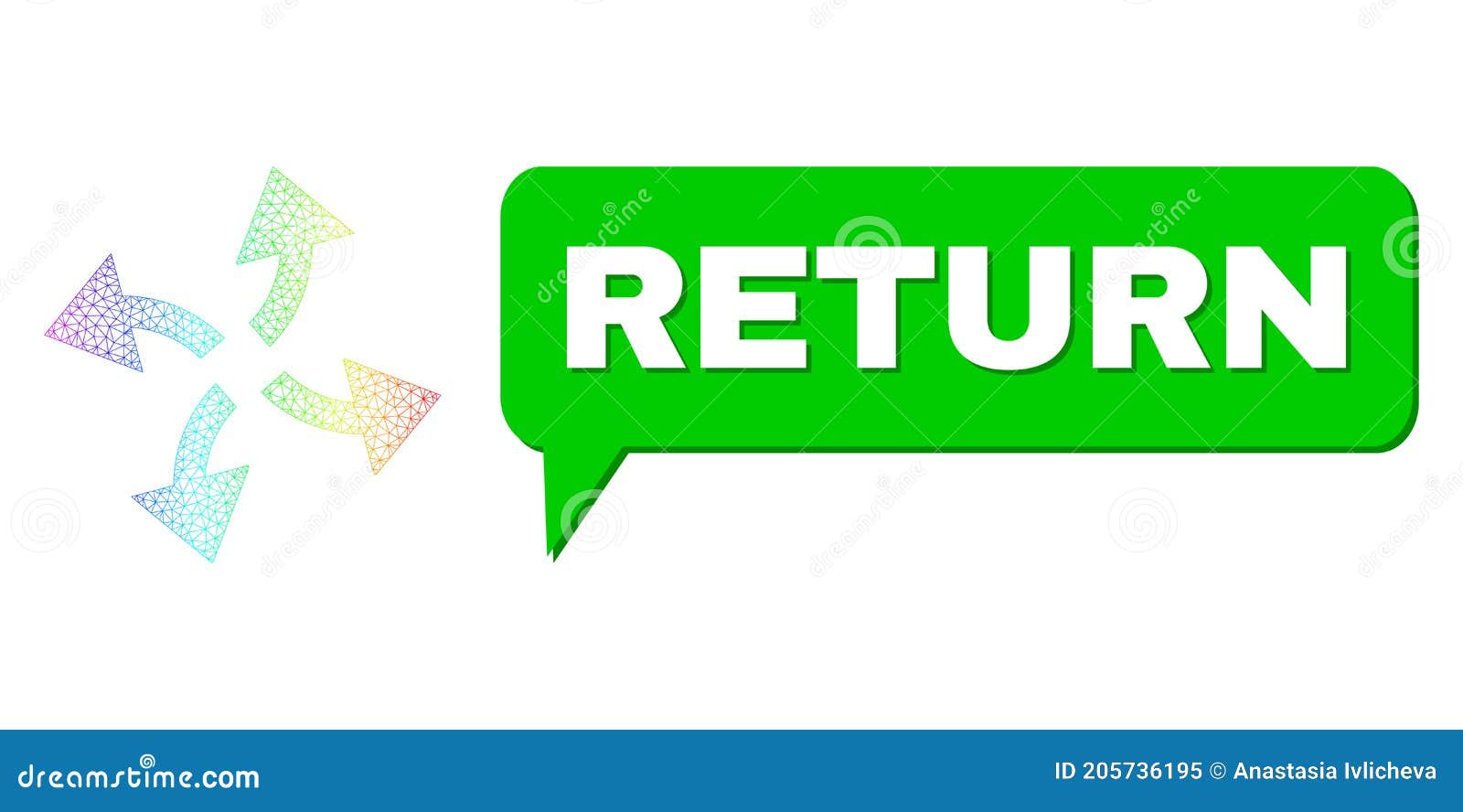 Rainbow Mesh Gradient Centrifugal Arrows Icon and Return Chat Cloud ...