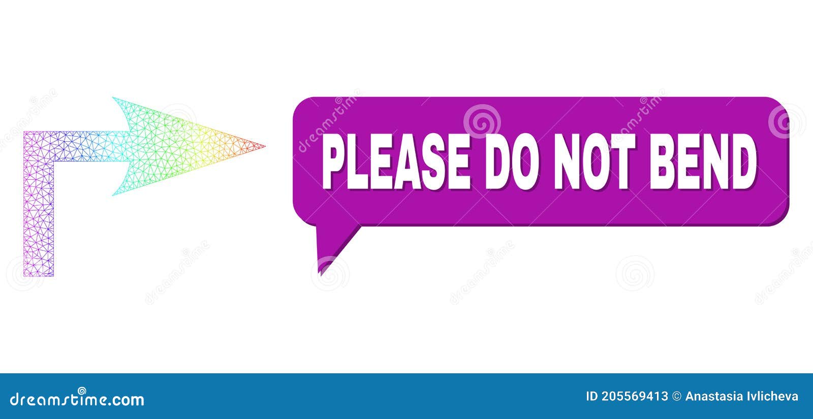 Rainbow Mesh Gradient Turn Right Icon and Please Do Not Bend ...