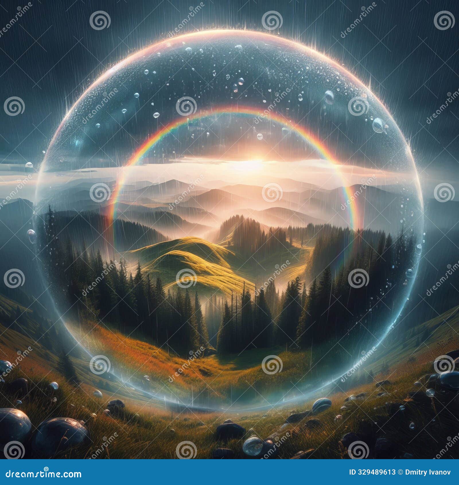 Rainbow a Meteorological Phenomenon Cused by Reflection Refra Stock ...