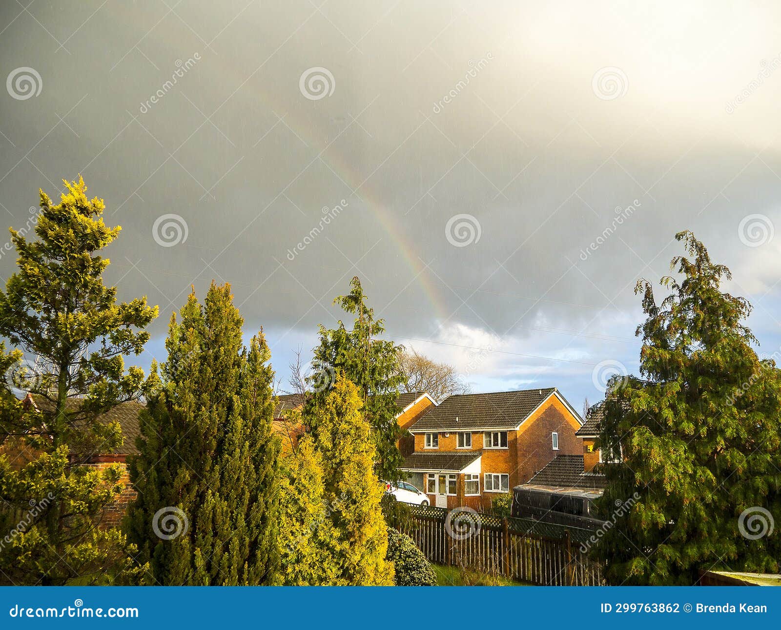 A Rainbow Forming Over Burnley in Lancashire England Stock Photo ...