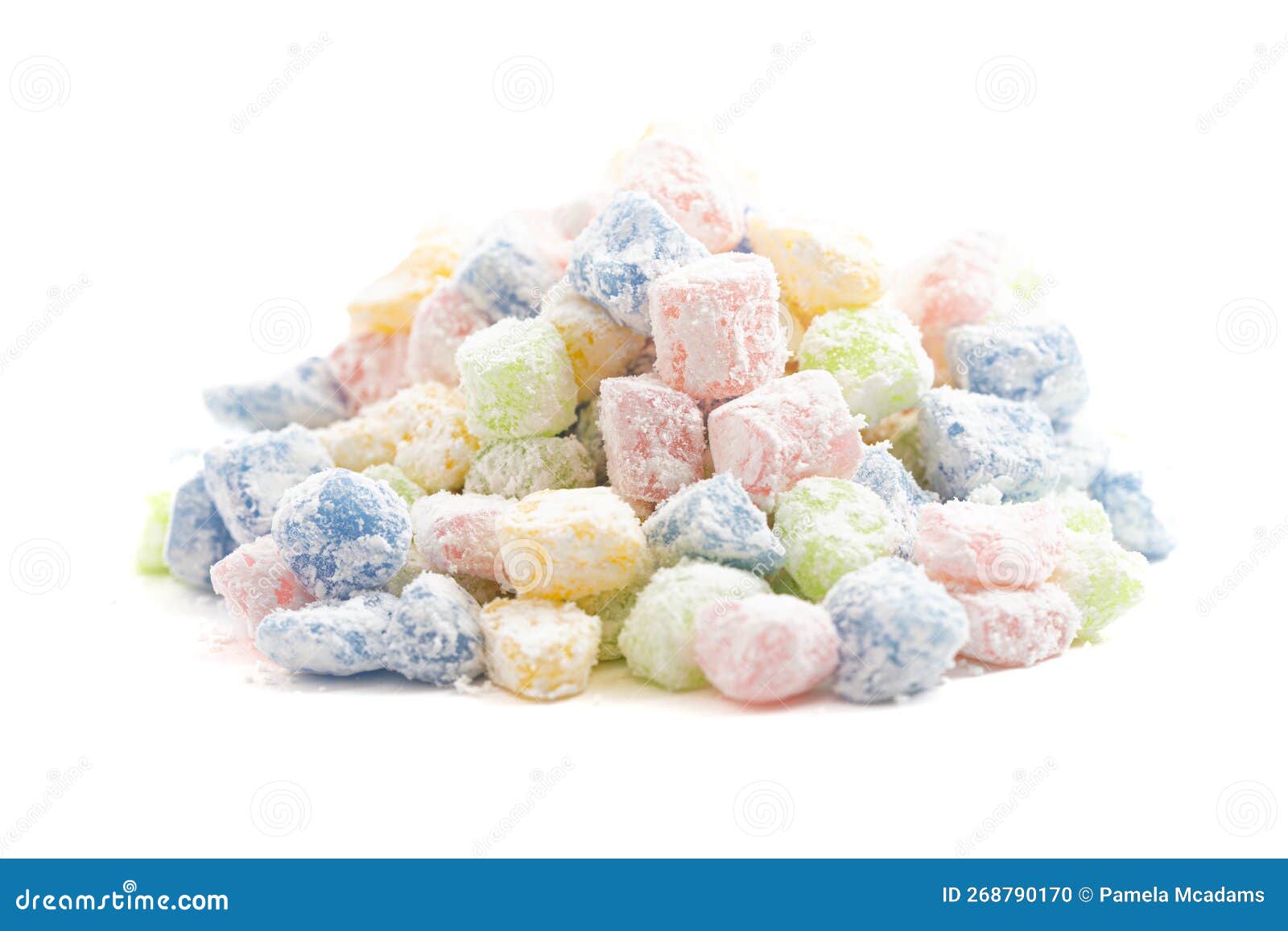 Rainbow Mini Mochi Rice Cake Candies Isolated on White Background Stock ...