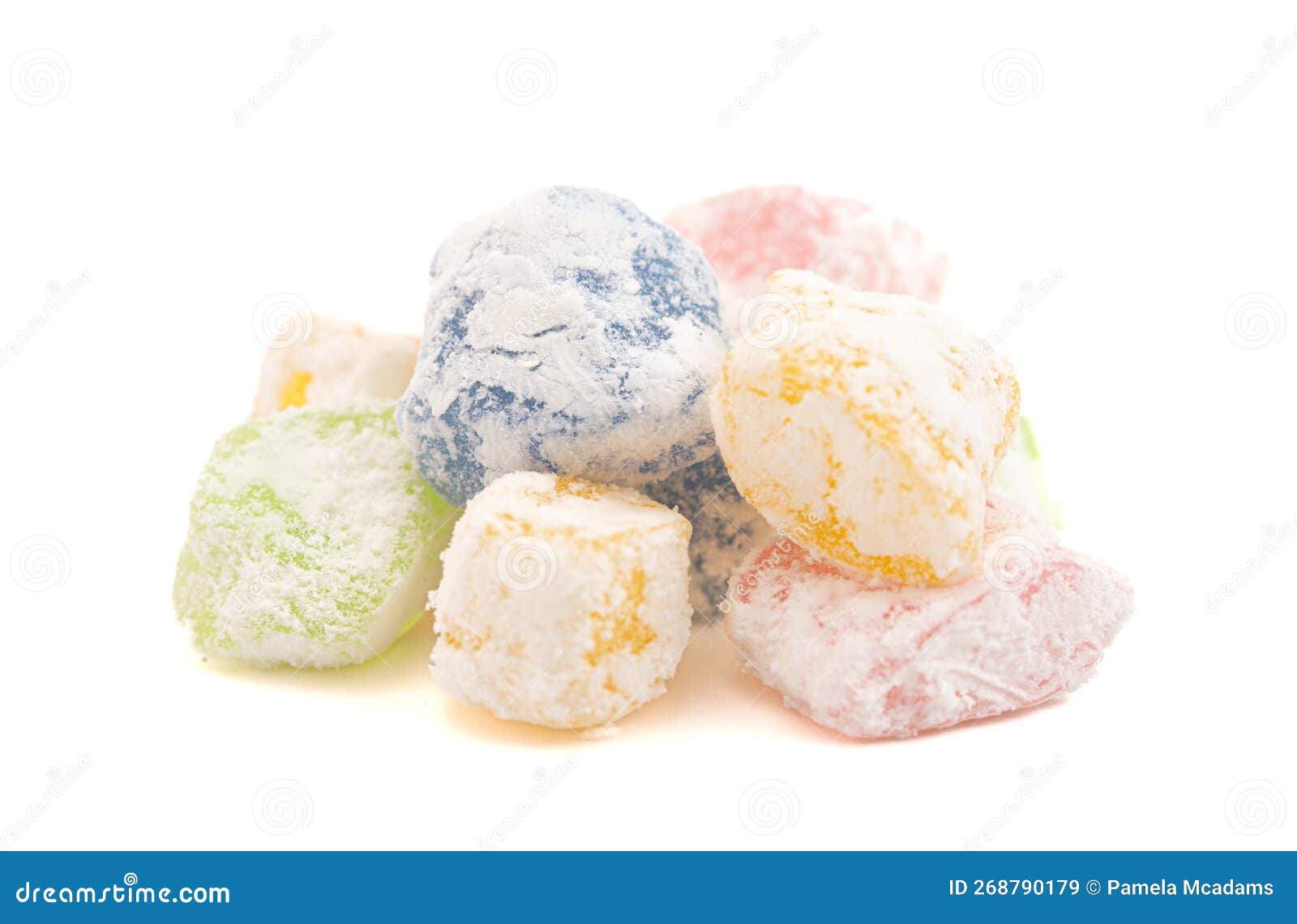 Rainbow Mini Mochi Rice Cake Candies Isolated on White Background Stock ...