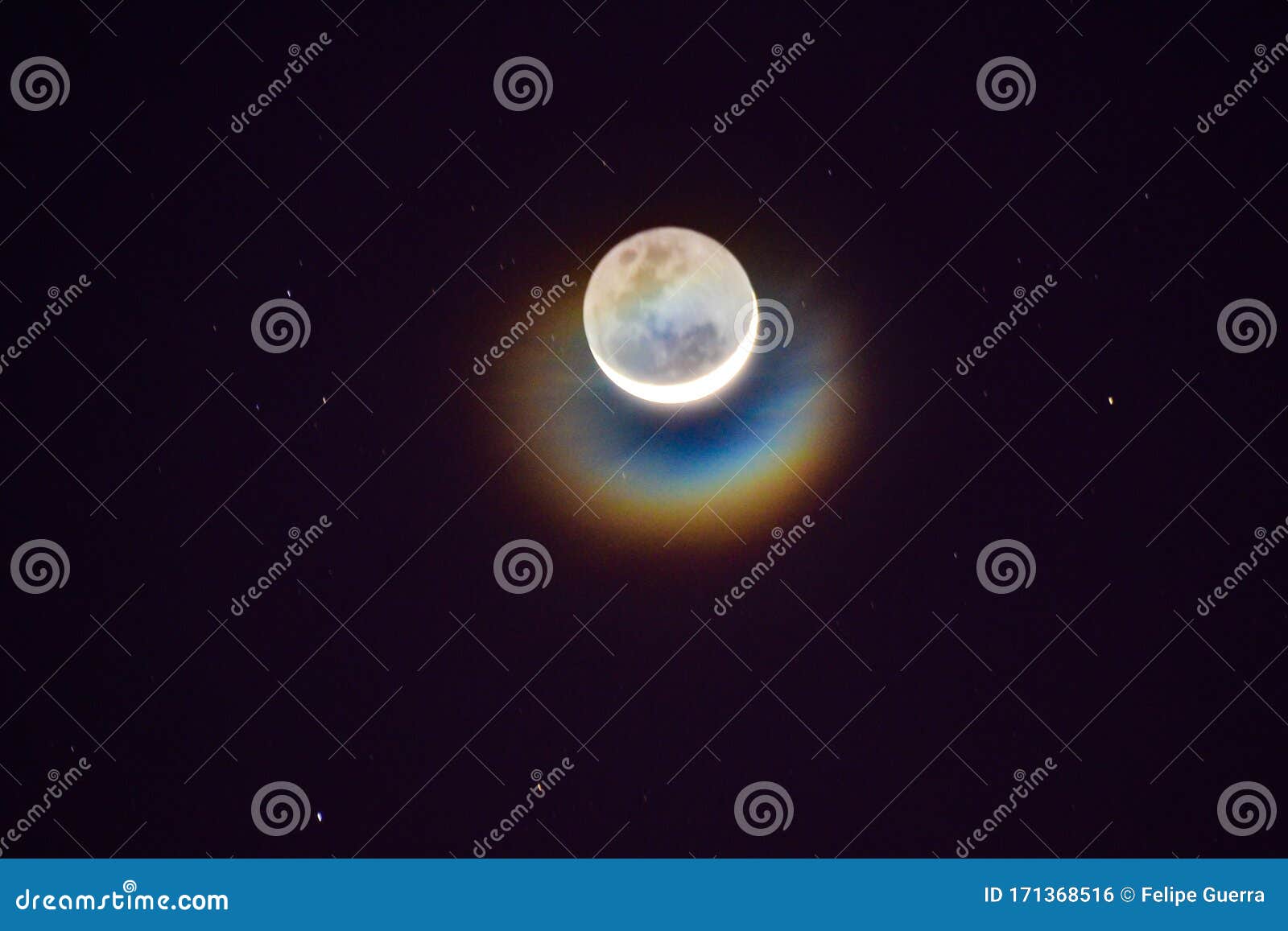 Rainbow moon stock photo. Image of exposure, corona - 171368516