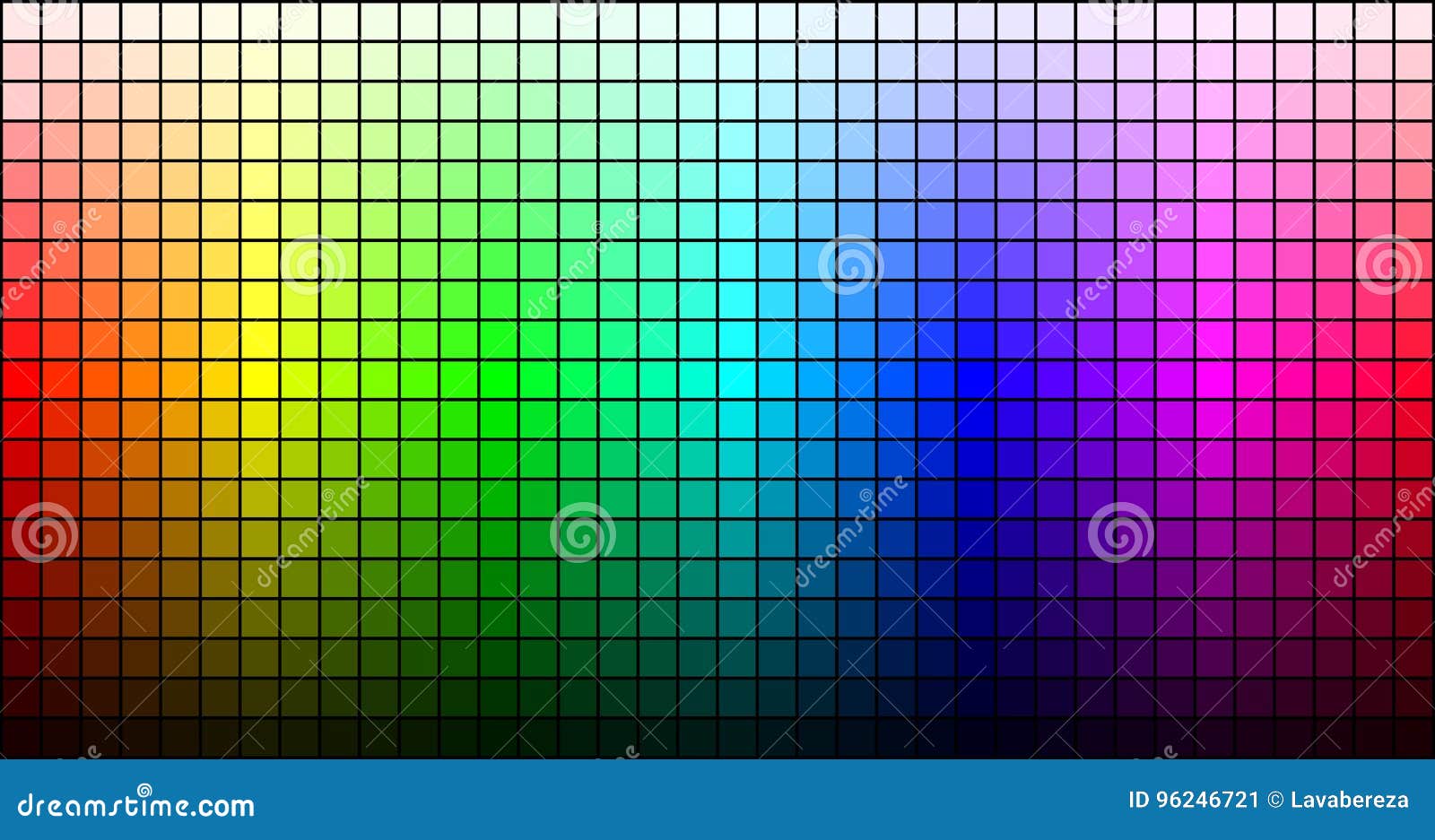 Rainbow Mosaic, Hue and Brightness, on Black Background. Vector Stock ...