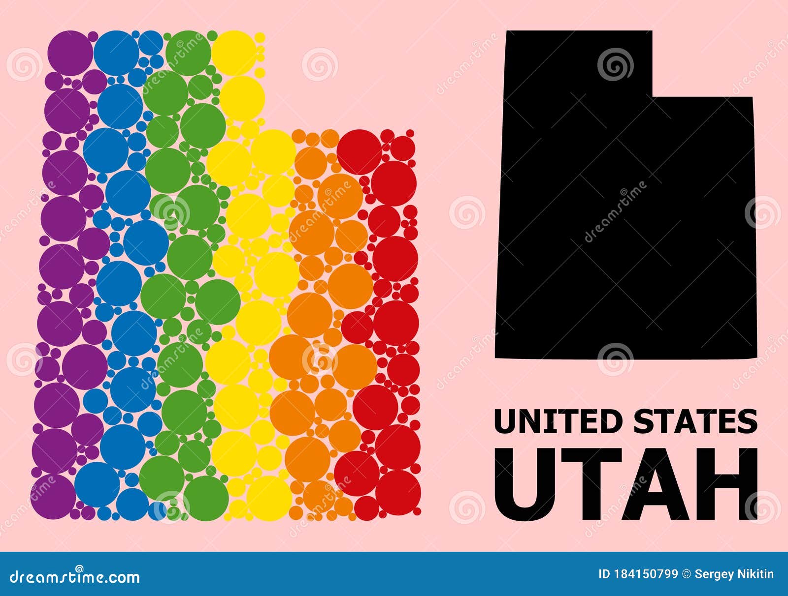 Rainbow Mosaic Map of Utah State for LGBT Stock Vector - Illustration ...