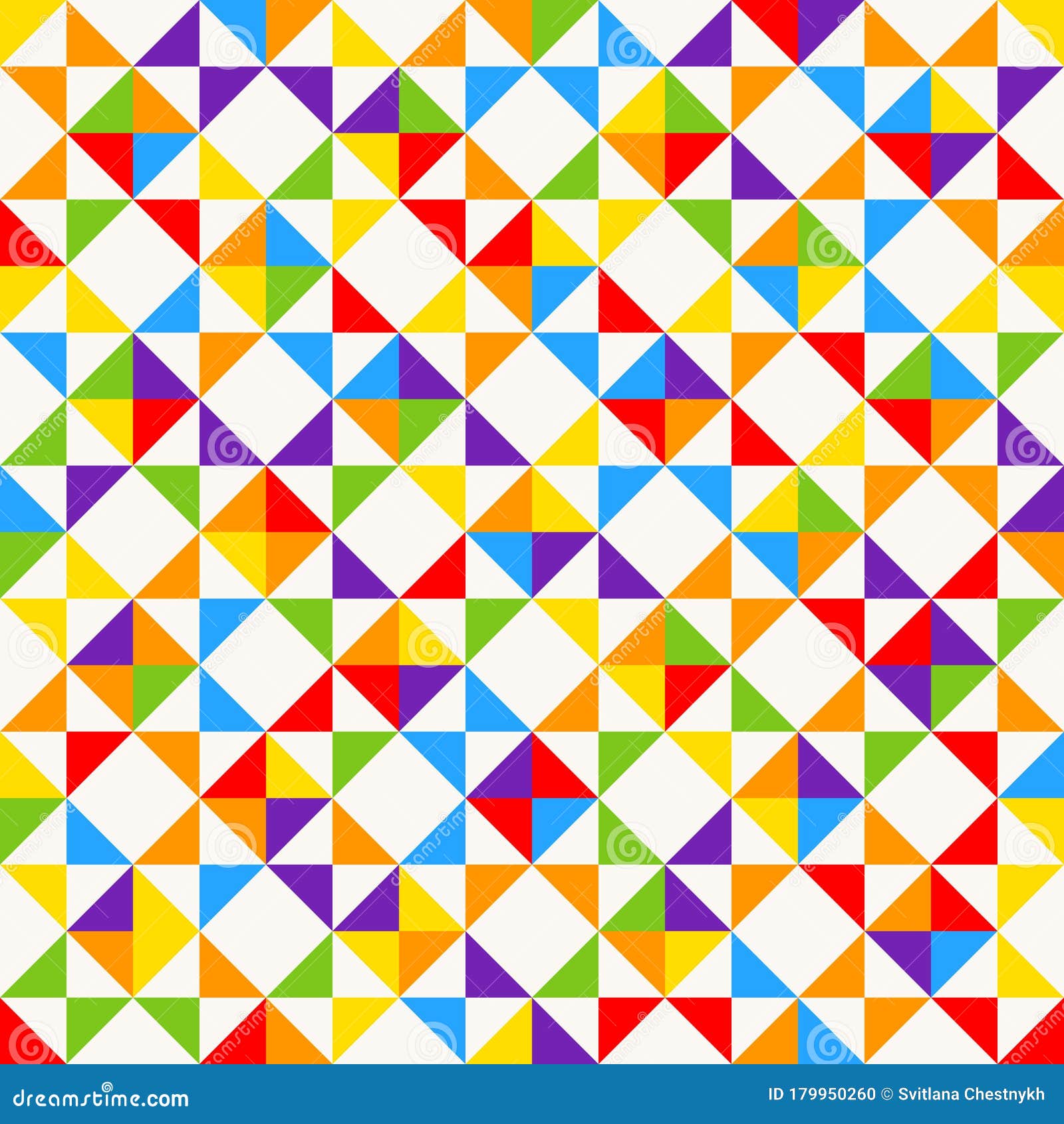 Rainbow Mosaic Tiles, Abstract Geometric Background, Seamless Vector ...