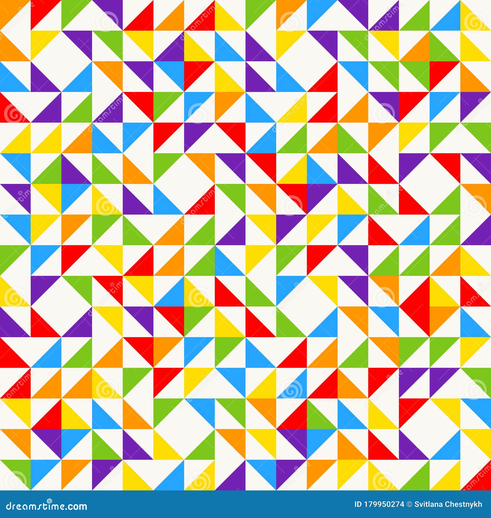 Rainbow Mosaic Tiles, Abstract Geometric Background, Seamless Vector ...