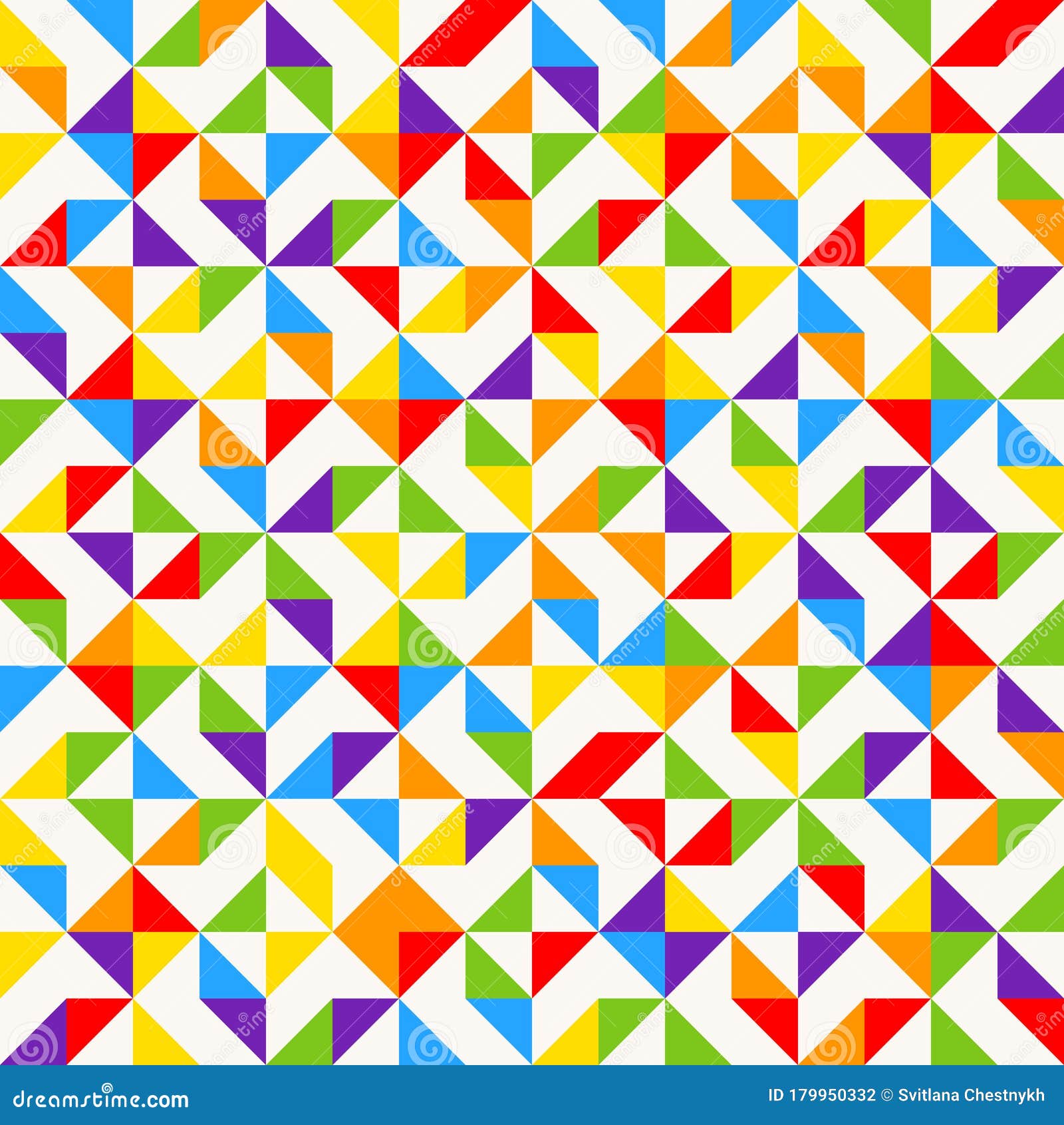 Rainbow Mosaic Tiles, Abstract Geometric Background, Seamless Vector ...