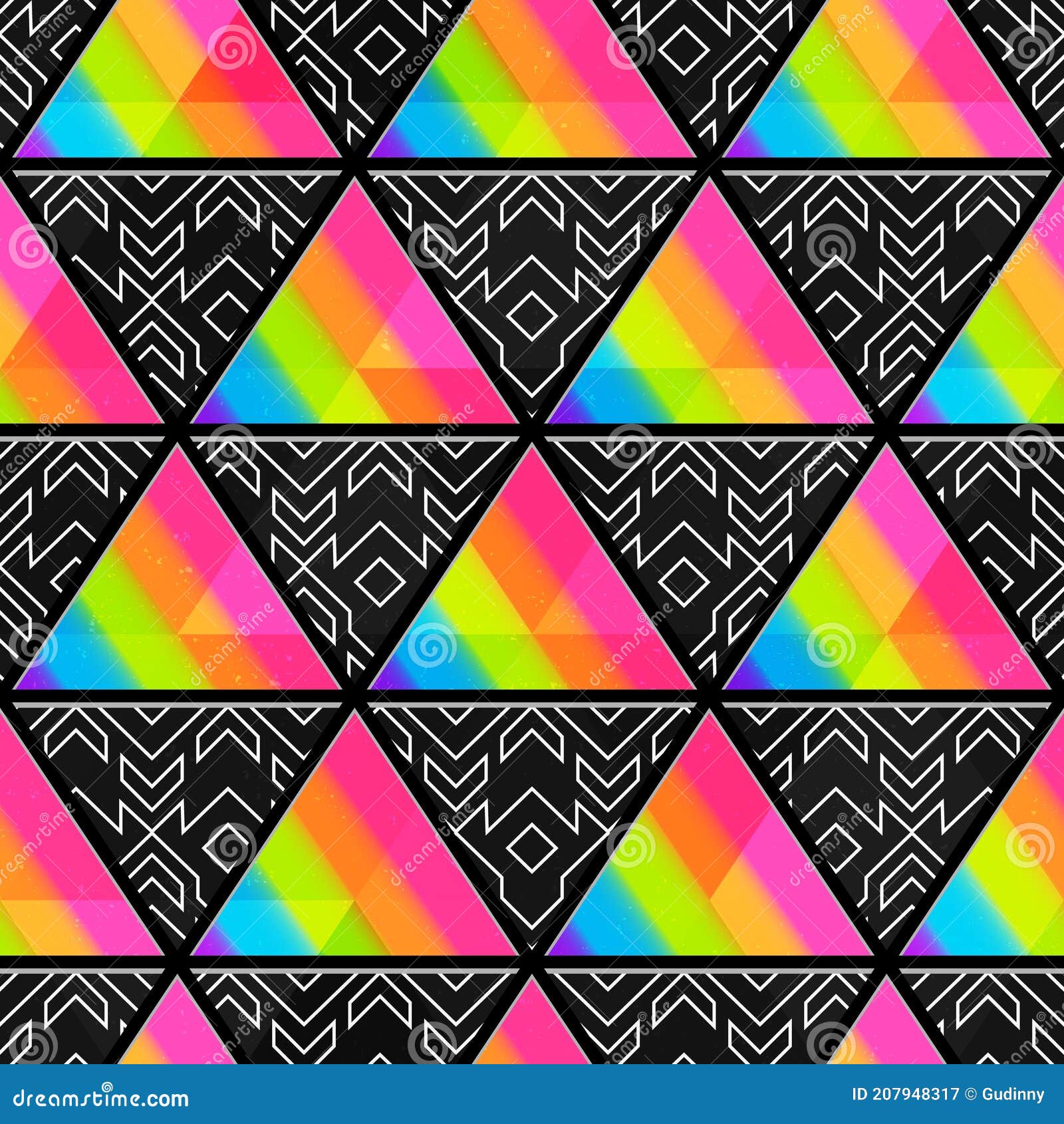 Rainbow Mosaic with Tribal Pattern Stock Vector - Illustration of print ...