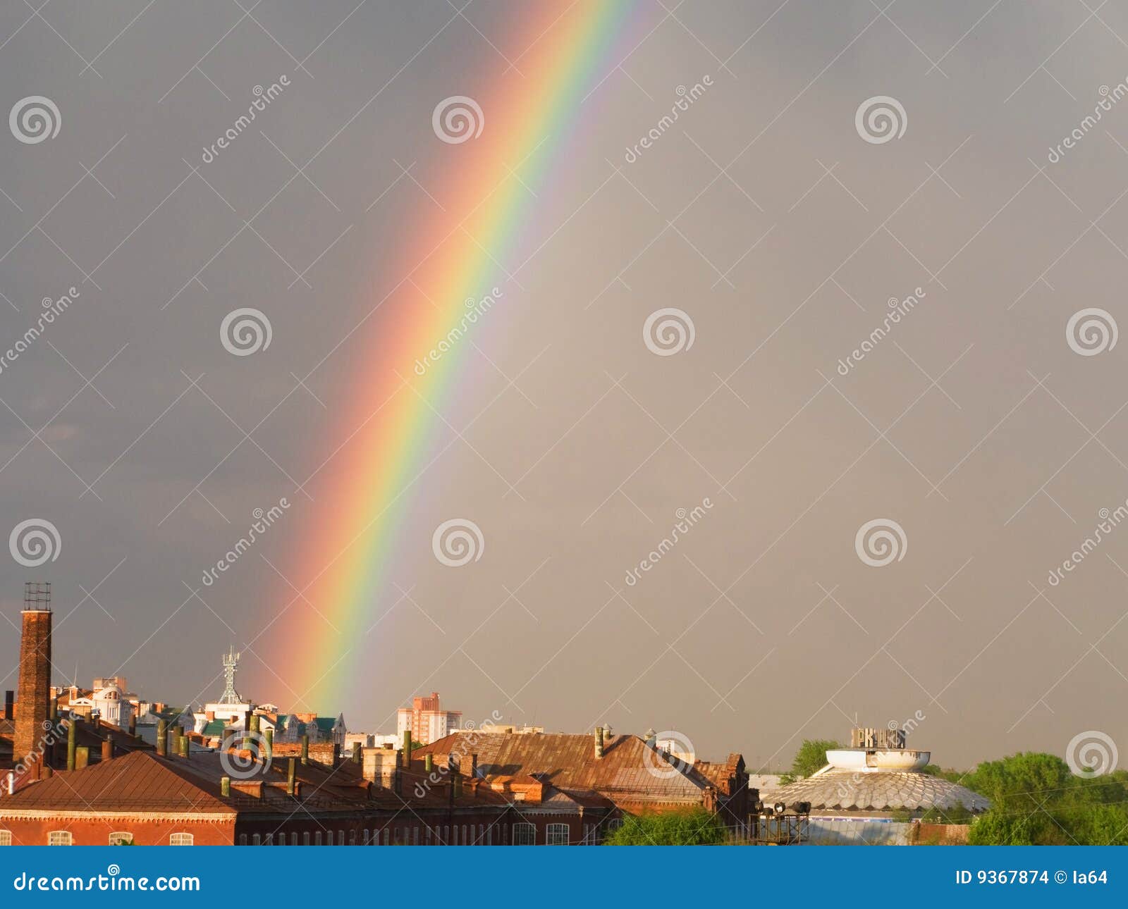 Rainbow Multi Color Image in Blue Sky Rain Nature Stock Photo - Image ...