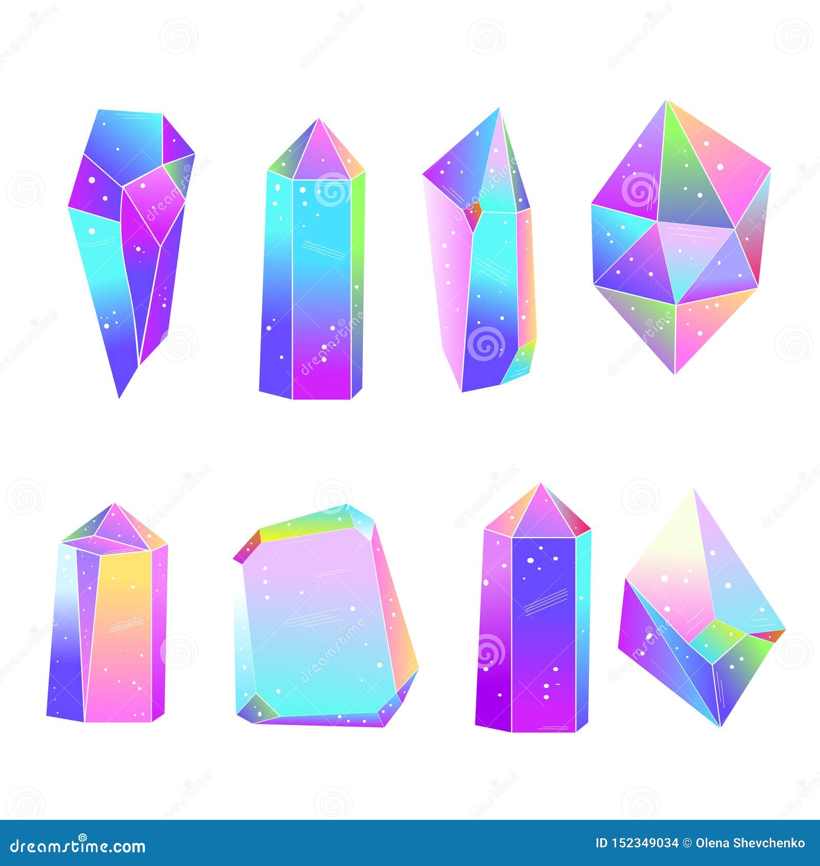Rainbow Multicolored Crystals Set. Vector Illustration. Stock ...