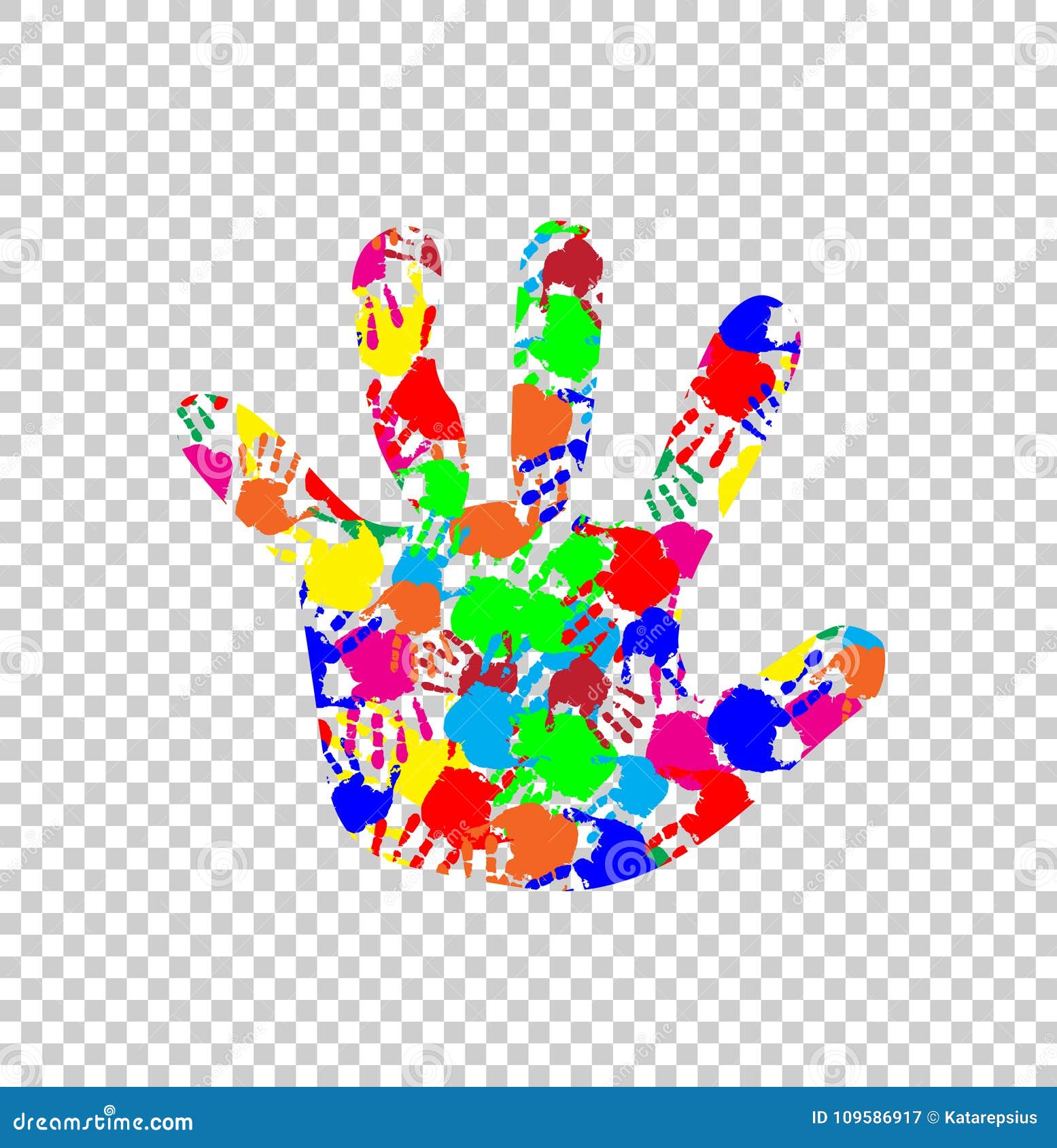 Handprint In Multicolored Colors Isolated On A White Background ...