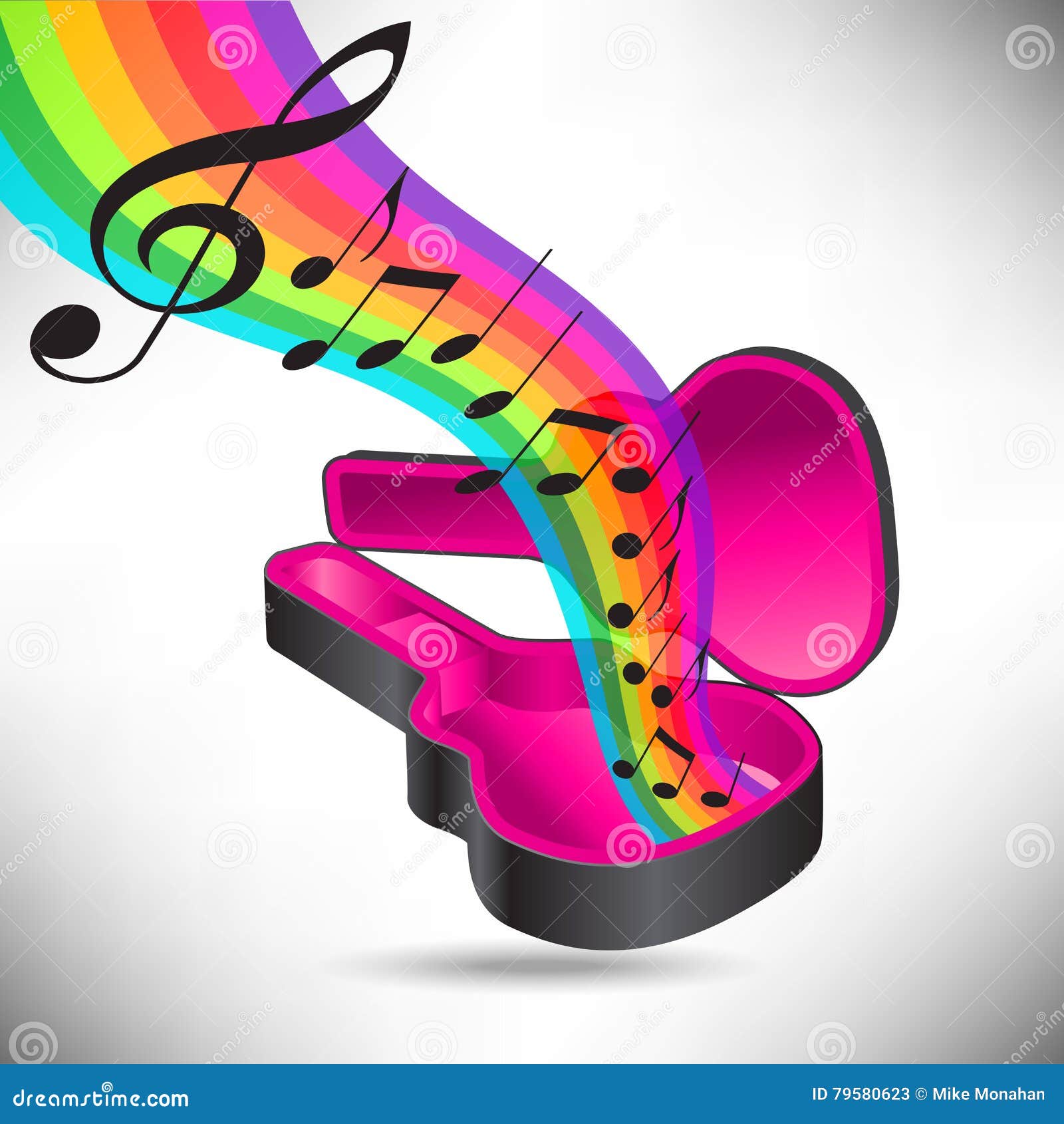 A Rainbow of Music Flows from a Guitar Case Stock Vector - Illustration ...