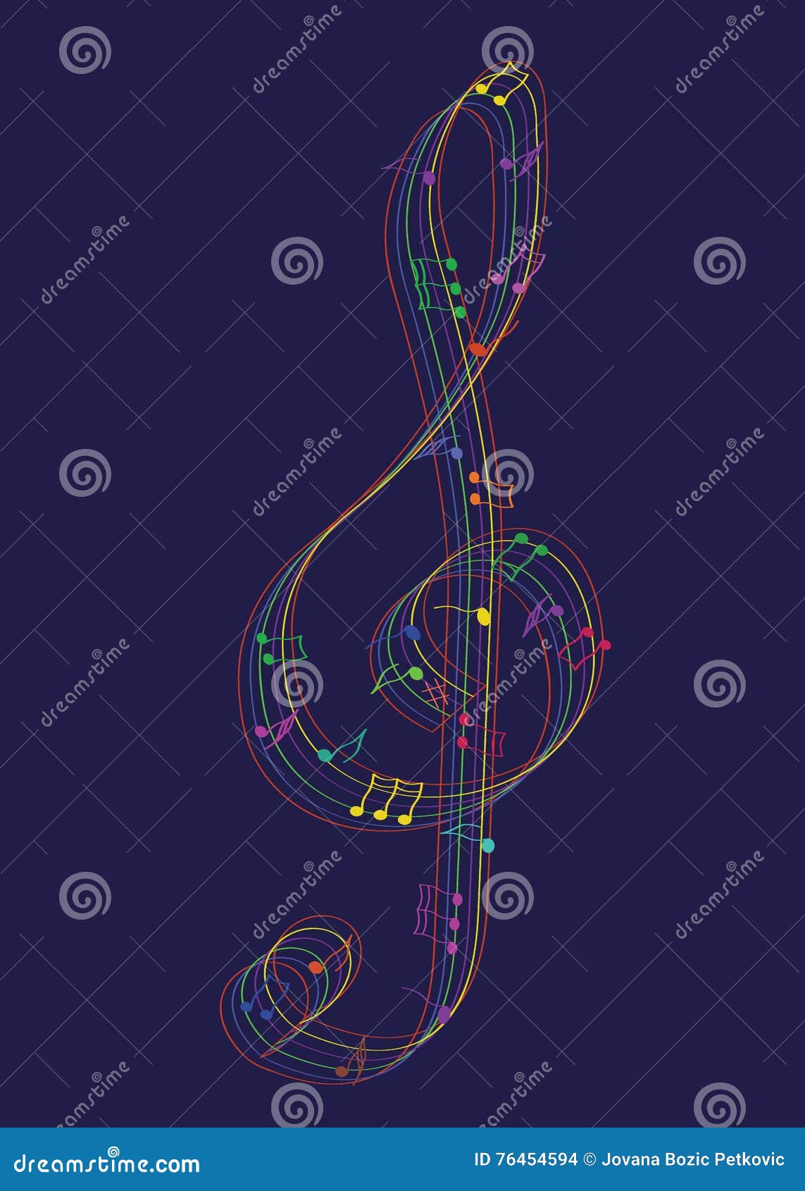 Rainbow Musical Notes stock illustration. Illustration of rainbow ...