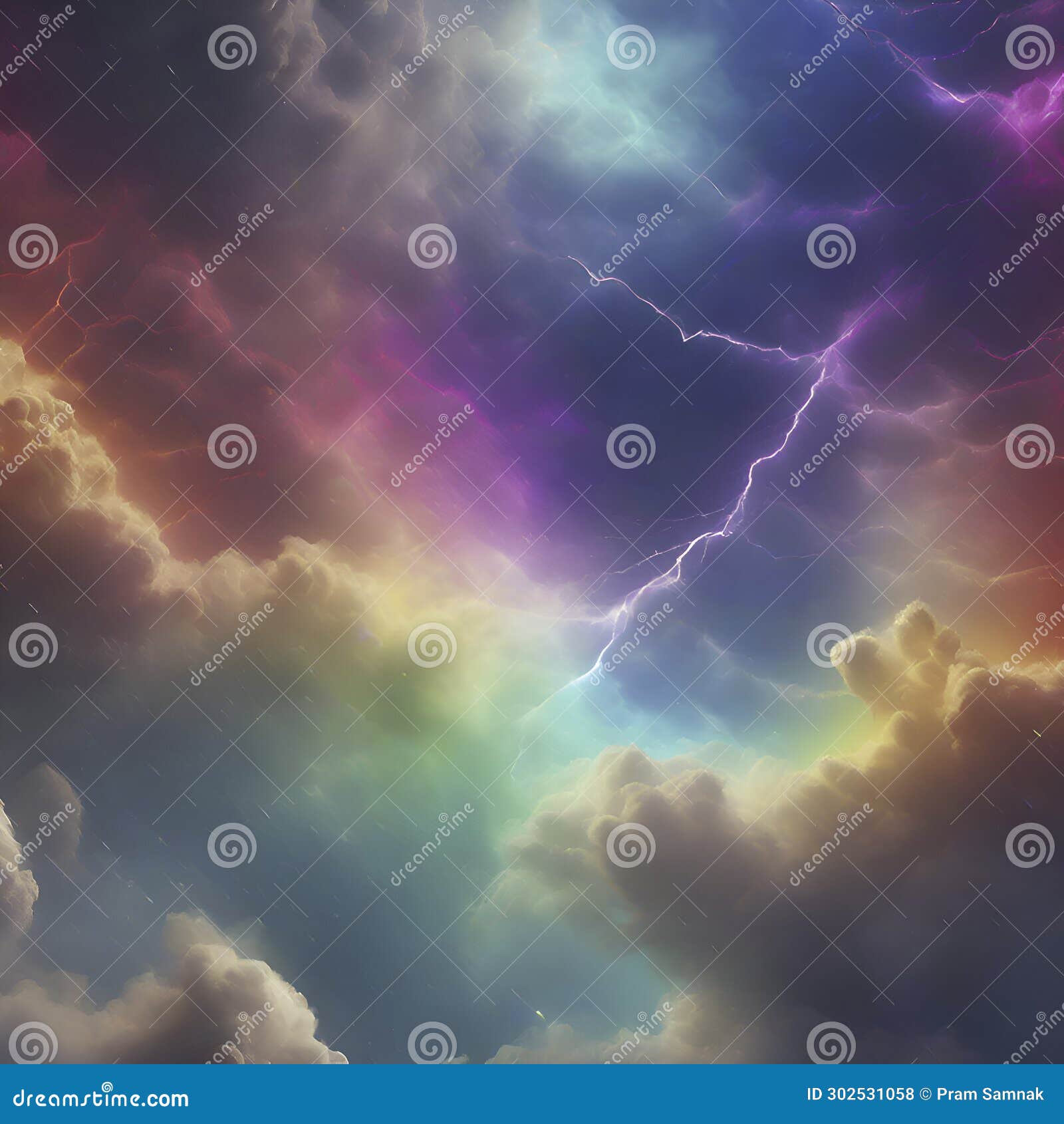 Rainbow Nebula, Sky, and Thunder. Colorful Background. Ai-Generated ...