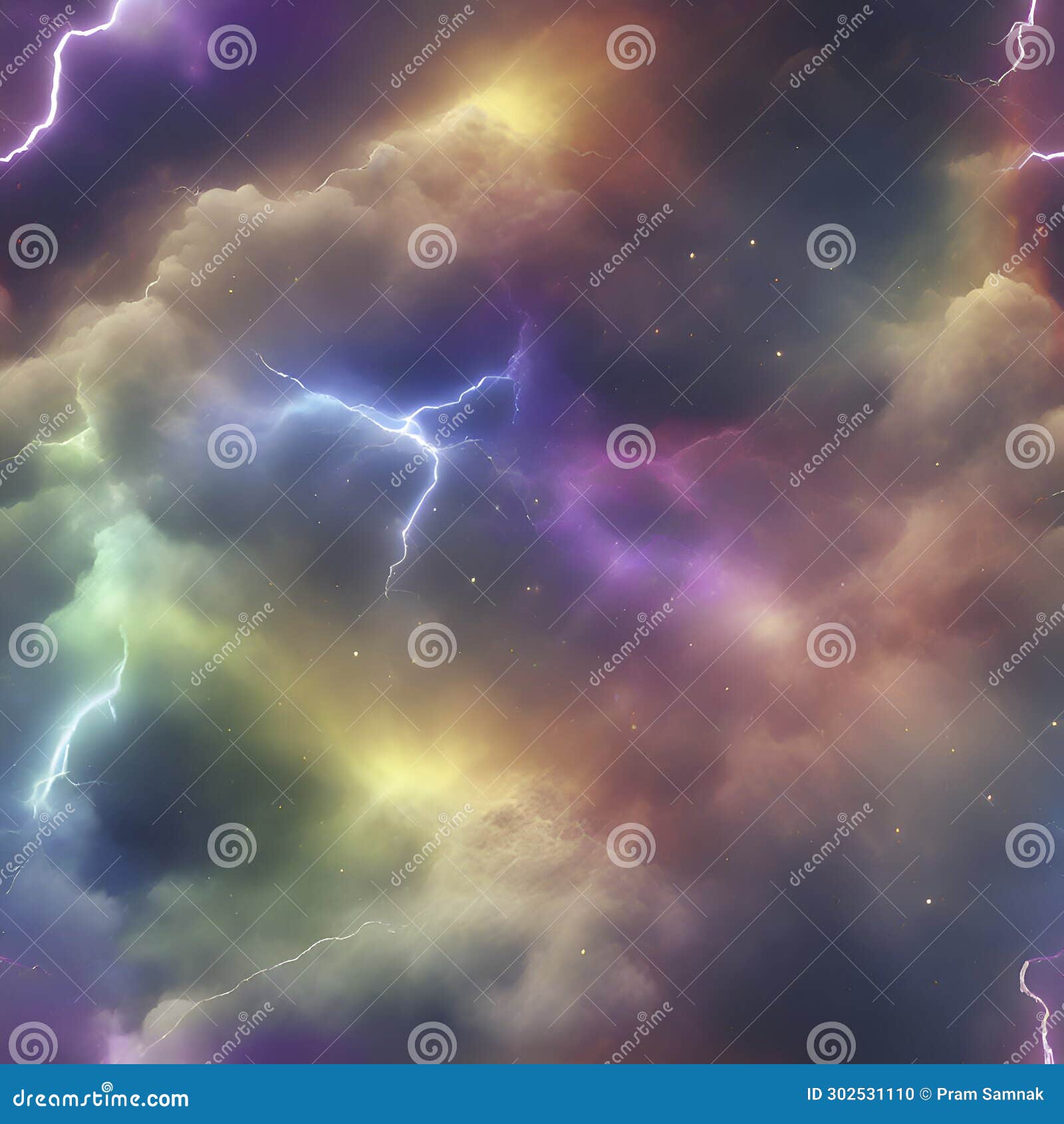 Rainbow Nebula, Sky, and Thunder. Colorful Background. Ai-Generated ...