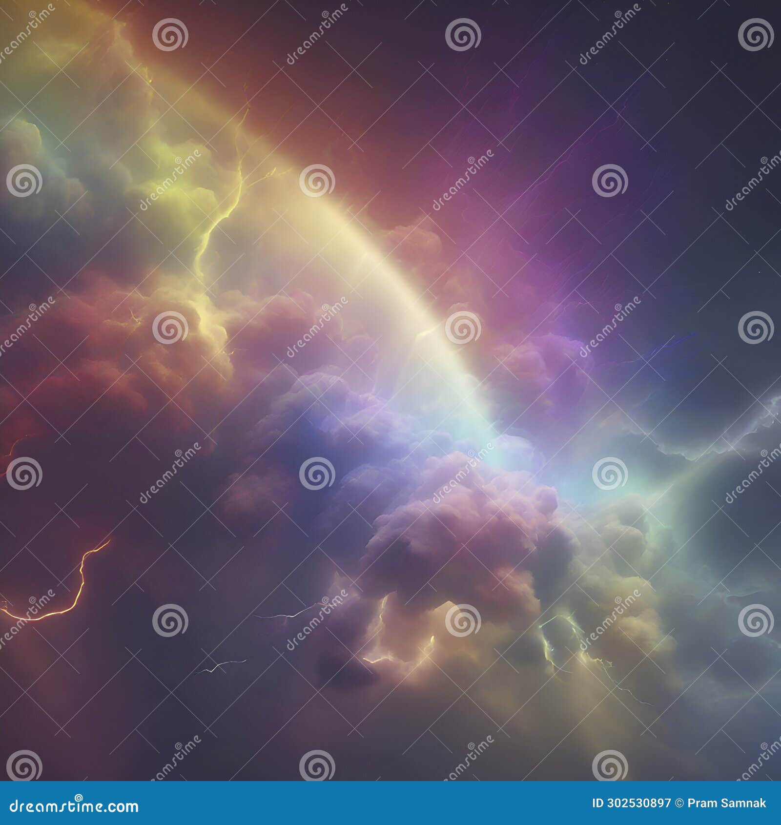 Rainbow Nebula, Sky, and Thunder. Colorful Background. Ai-Generated ...