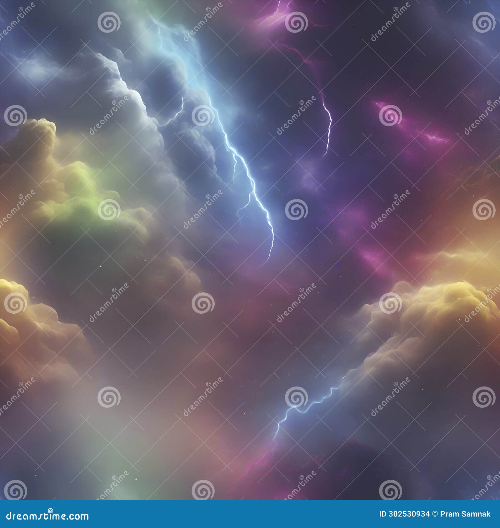 Rainbow Nebula, Sky, and Thunder. Colorful Background. Ai-Generated ...