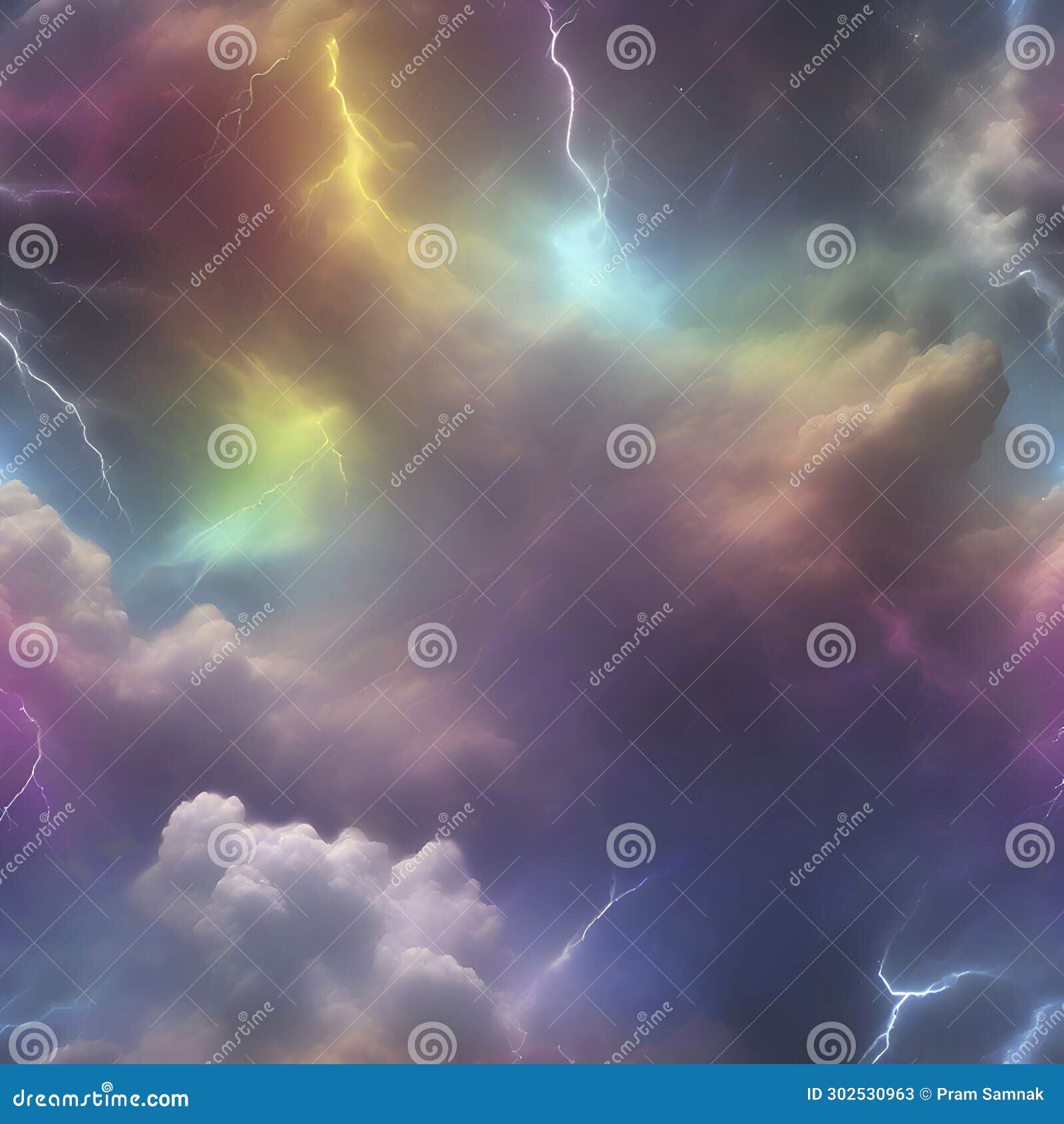 Rainbow Nebula, Sky, and Thunder. Colorful Background. Ai-Generated ...