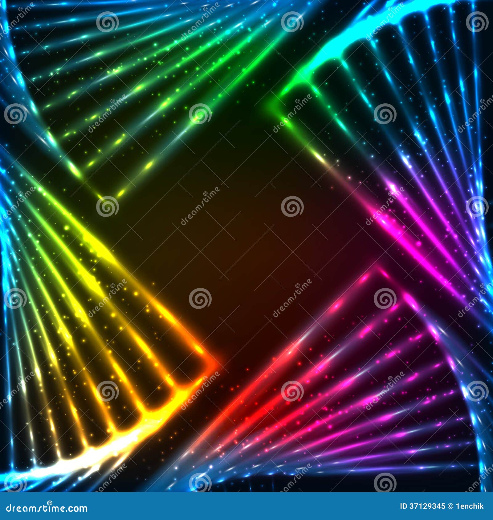 Rainbow Neon Abstract Vector Frame Stock Illustration - Illustration of ...
