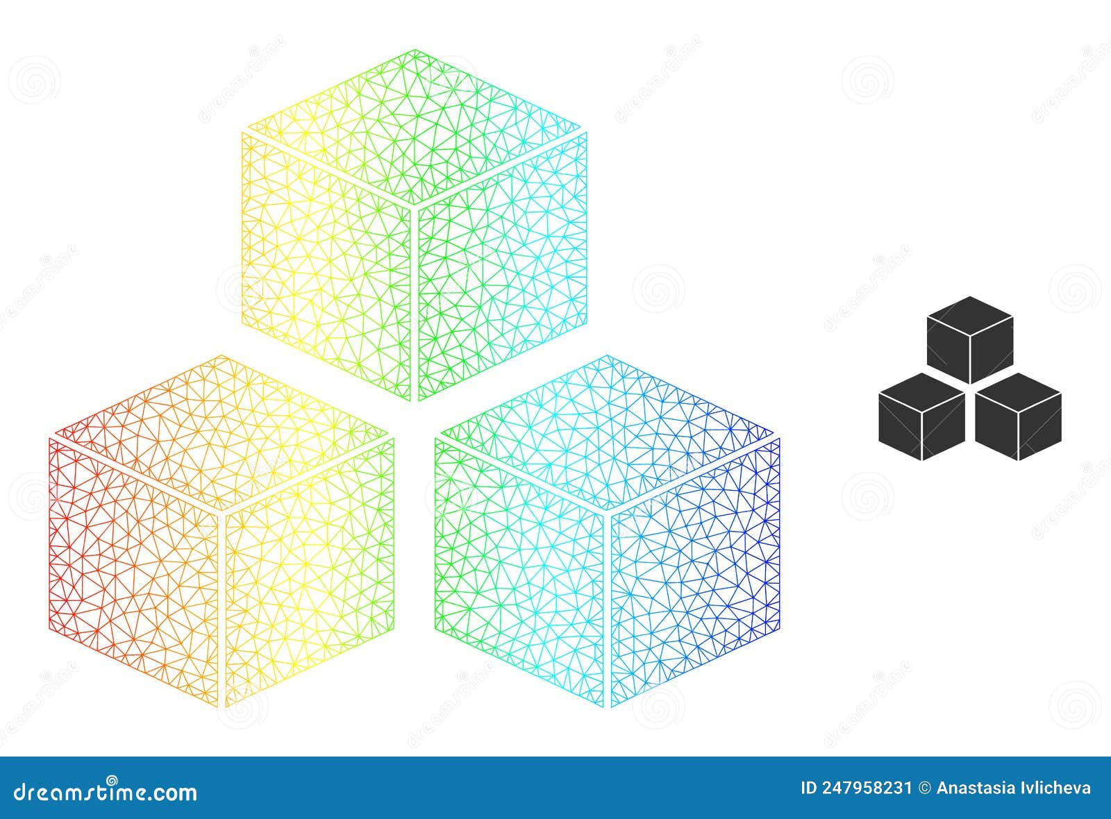 Rainbow Net Gradient Cubes Icon Stock Vector - Illustration of sugar ...