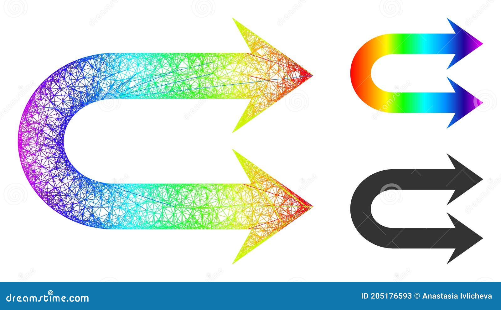 Rainbow Net Gradient Double Right Arrow Icon Stock Vector ...