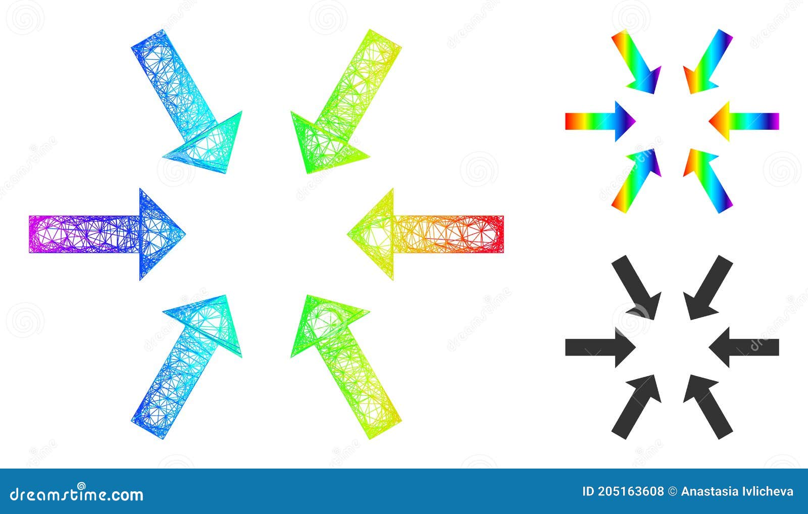 Rainbow Net Mesh Gradient Compact Arrows Icon Stock Vector ...