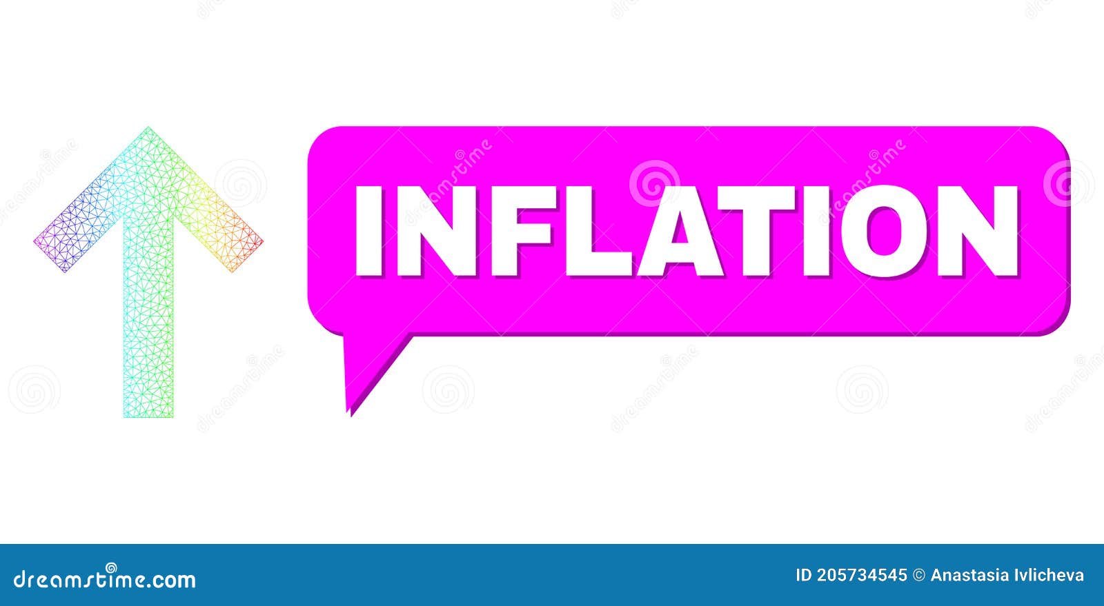 Rainbow Network Gradient Arrow Up Icon and Inflation Chat Frame with ...