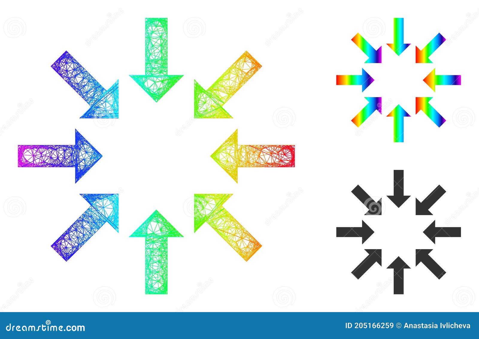 Rainbow Network Gradient Collapse Arrows Icon Stock Vector ...