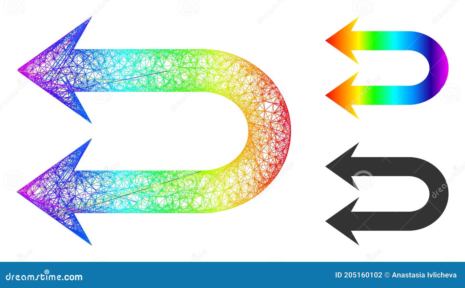 Rainbow Network Gradient Double Left Arrow Icon Stock Vector ...