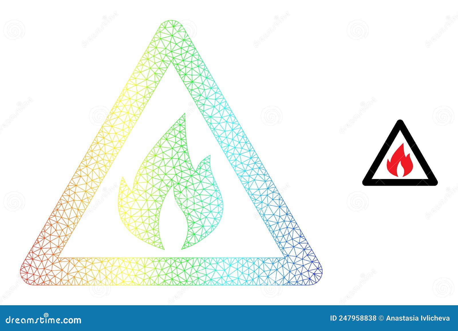 Rainbow Network Gradient Fire Warning Icon Stock Vector - Illustration ...