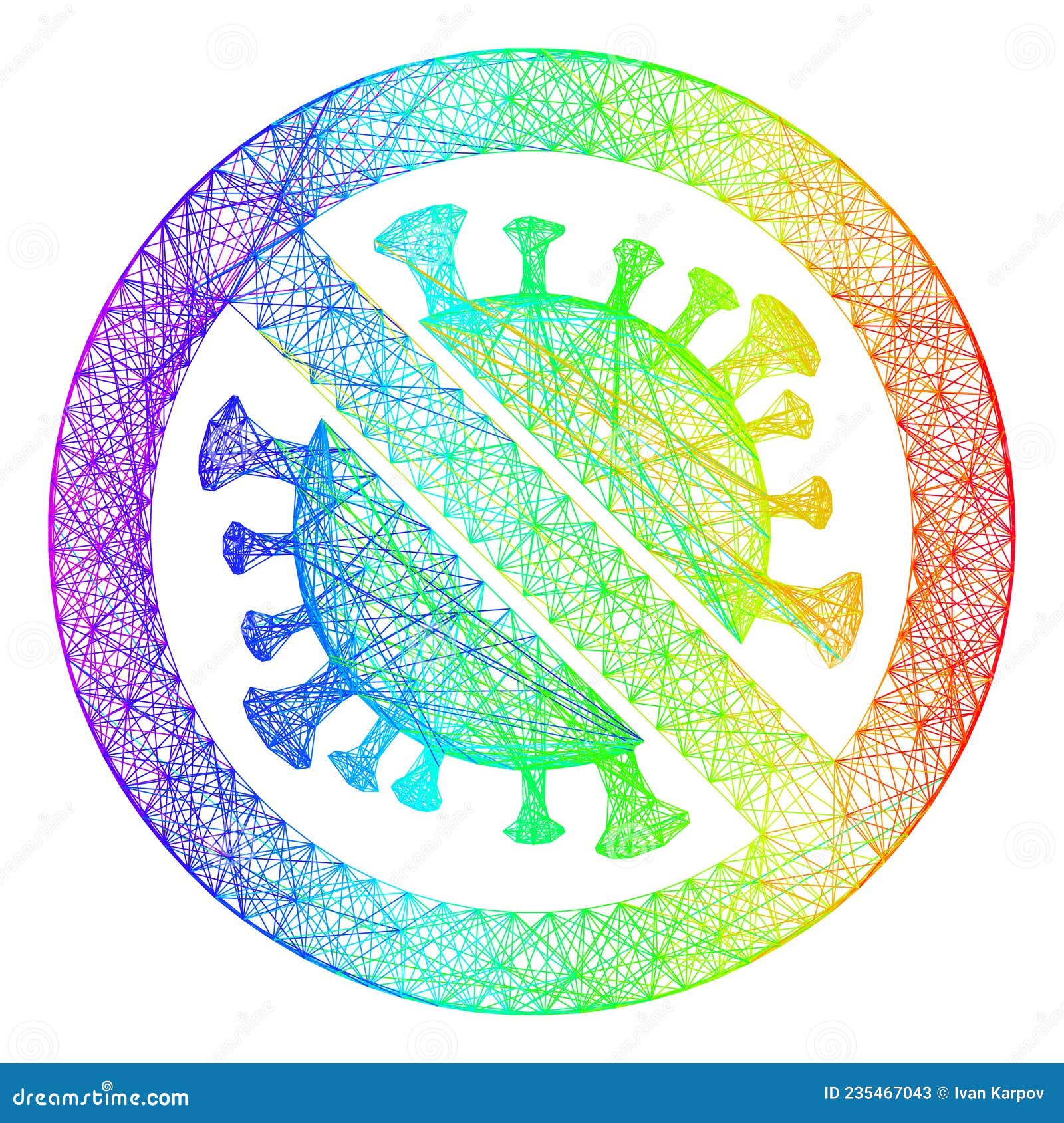 Rainbow Network Stop Coronavirus Stock Illustration - Illustration of ...