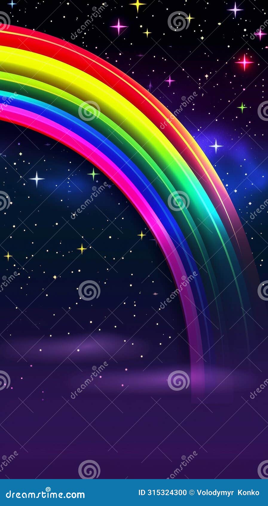 Rainbow in the Night Sky with Stars Stock Photo - Image of nighttime ...