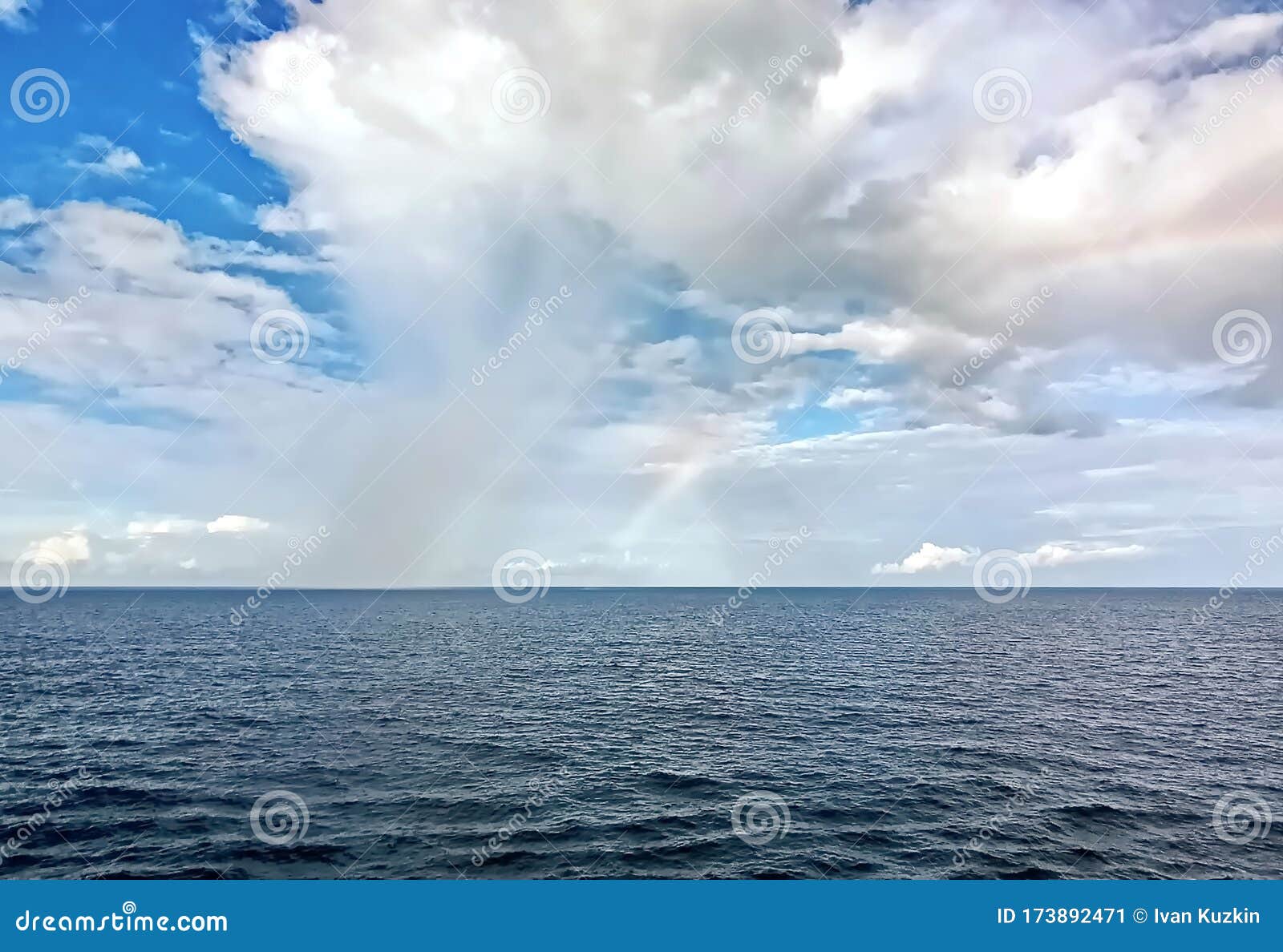 Rainbow in the Ocean after Rain and Thunderstorm.North Pacific Ocean ...