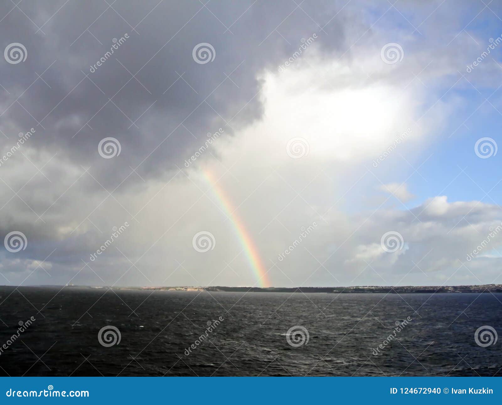 Rainbow in the Ocean after Rain and Thunderstorms. Stock Photo - Image ...