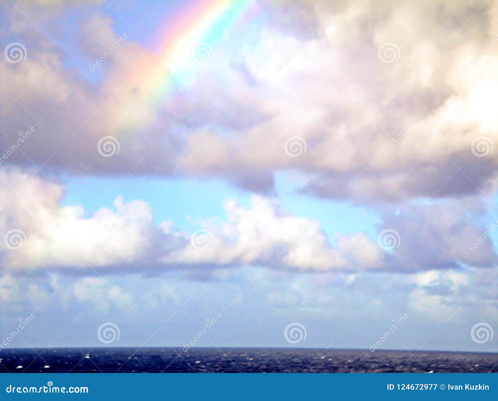 Rainbow in the Ocean after Rain and Thunderstorms. Stock Image - Image ...
