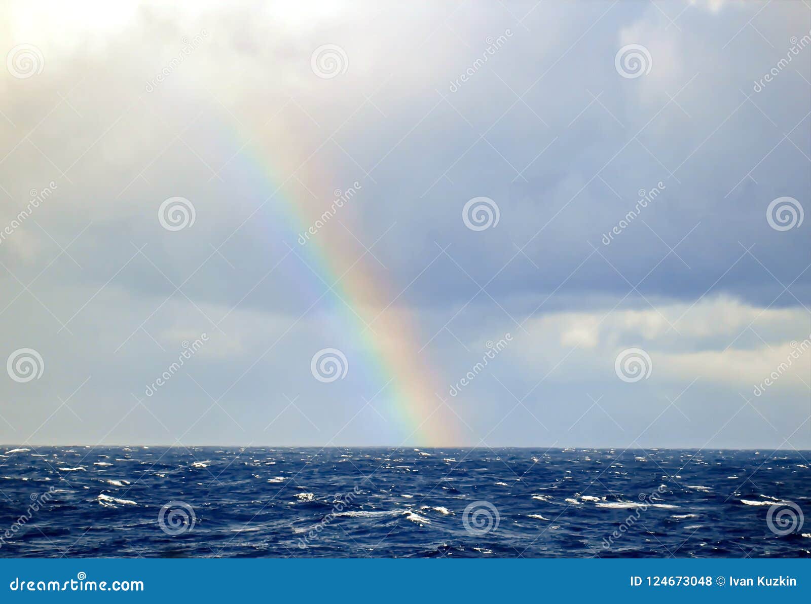 Rainbow in the Ocean after Rain and Thunderstorms. Stock Photo - Image ...