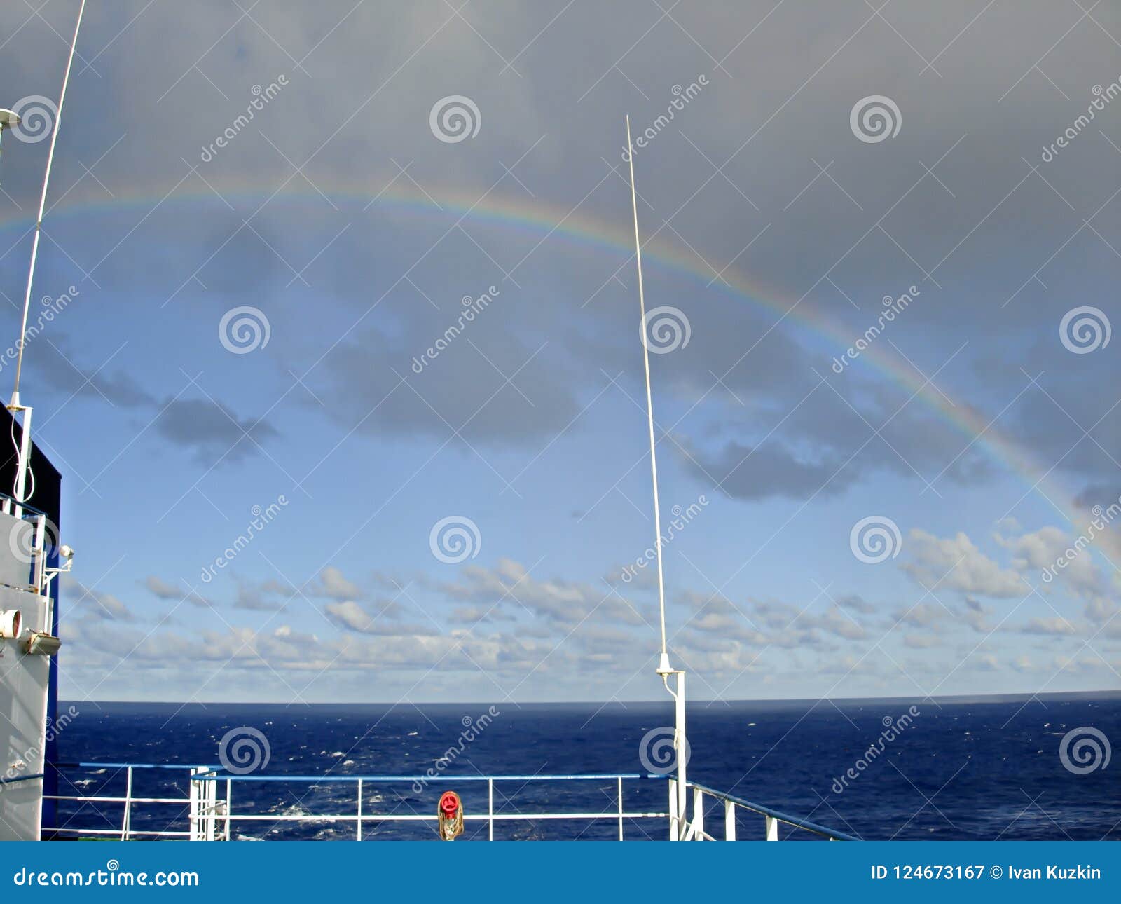Rainbow in the Ocean after Rain and Thunderstorms. Stock Image - Image ...