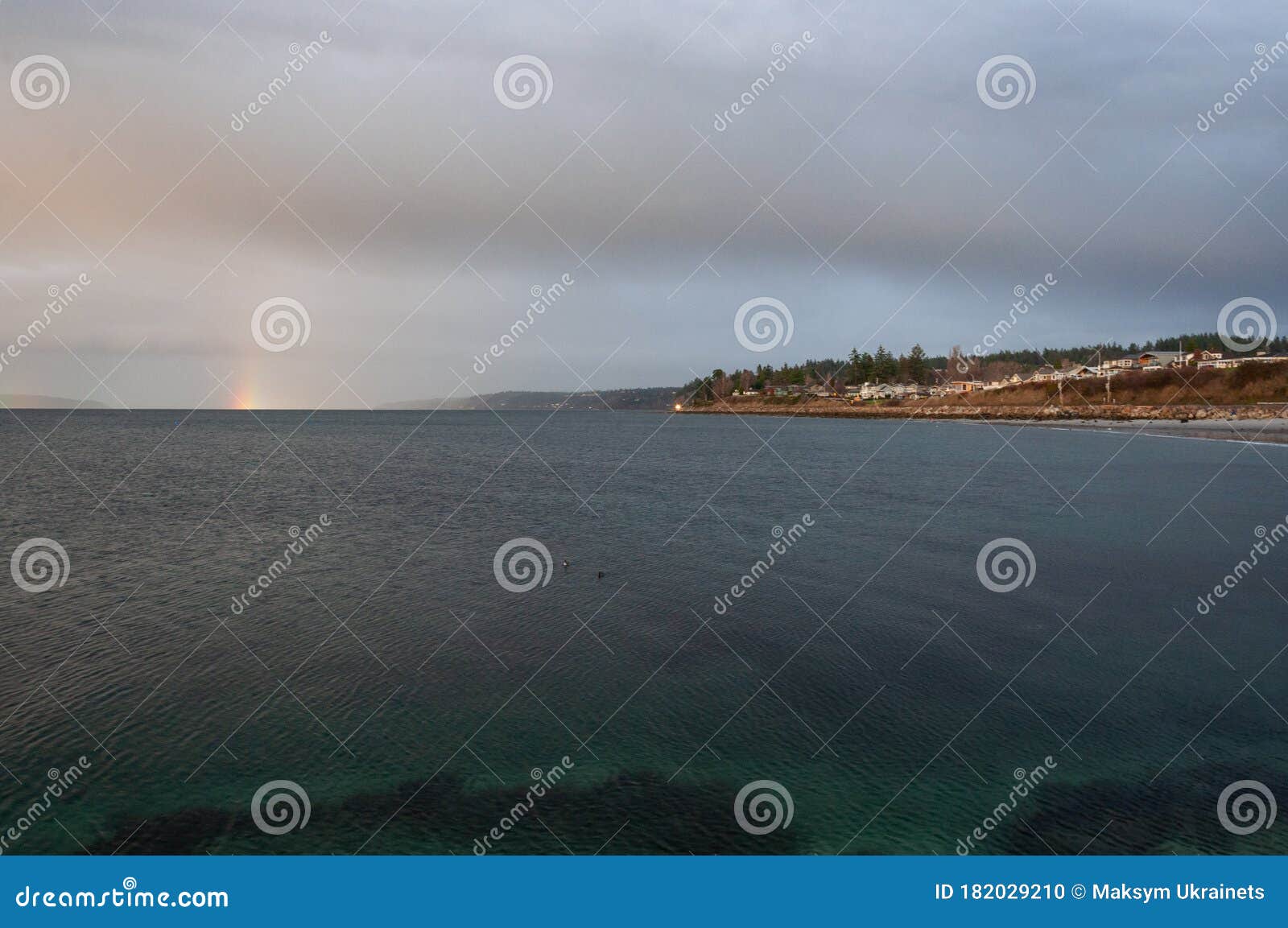 A Rainbow in Oceanfront Area, Edmonds, WA Stock Photo - Image of ...