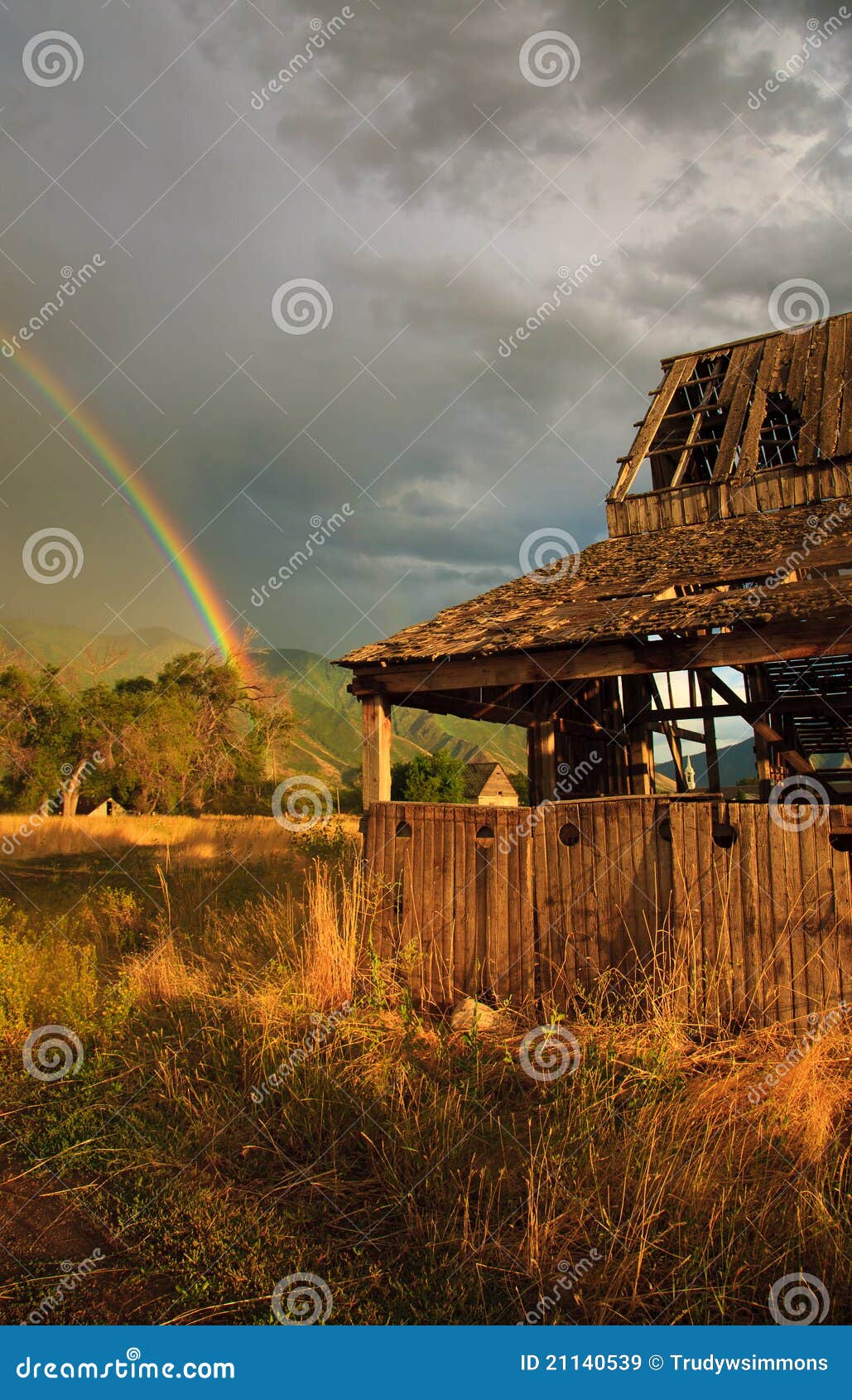 Rainbow and Old Barn stock image. Image of barn, light - 21140539