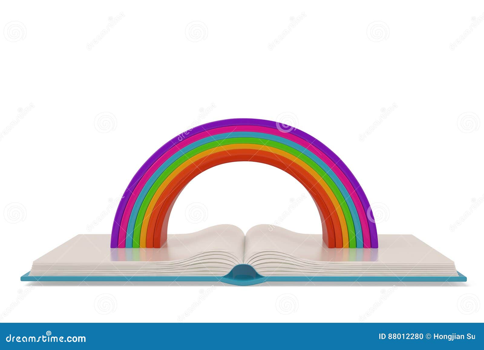Rainbow On The Open Book 3d Illustration Stock Illustration