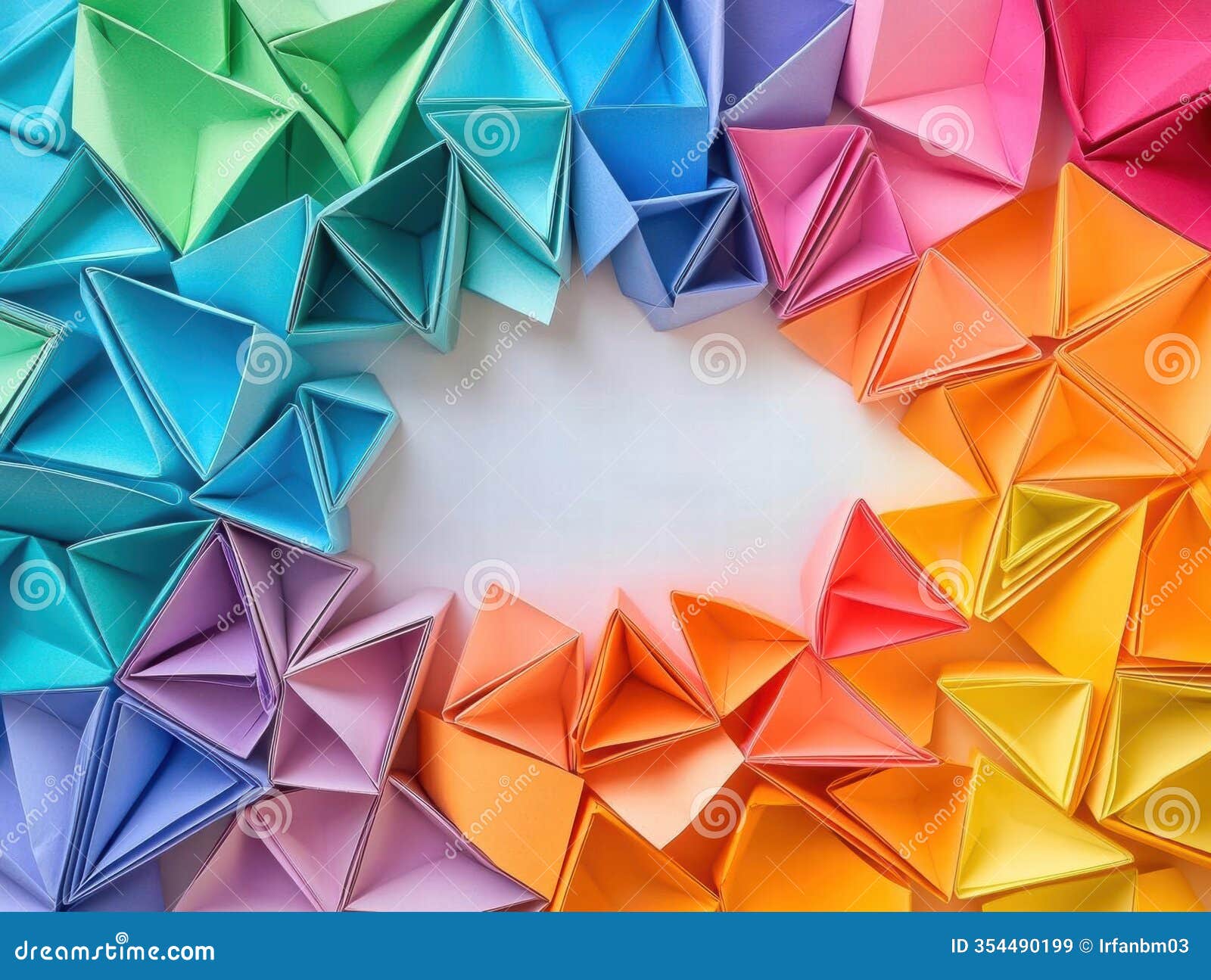 Rainbow Origami Triangles Frame Stock Illustration - Illustration of ...