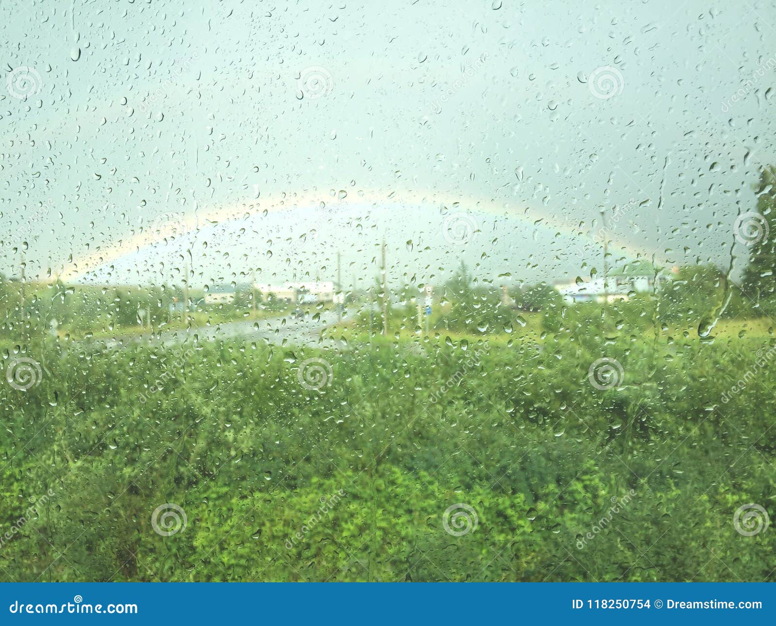 Rainbow outside the window stock photo. Image of foggy - 118250754