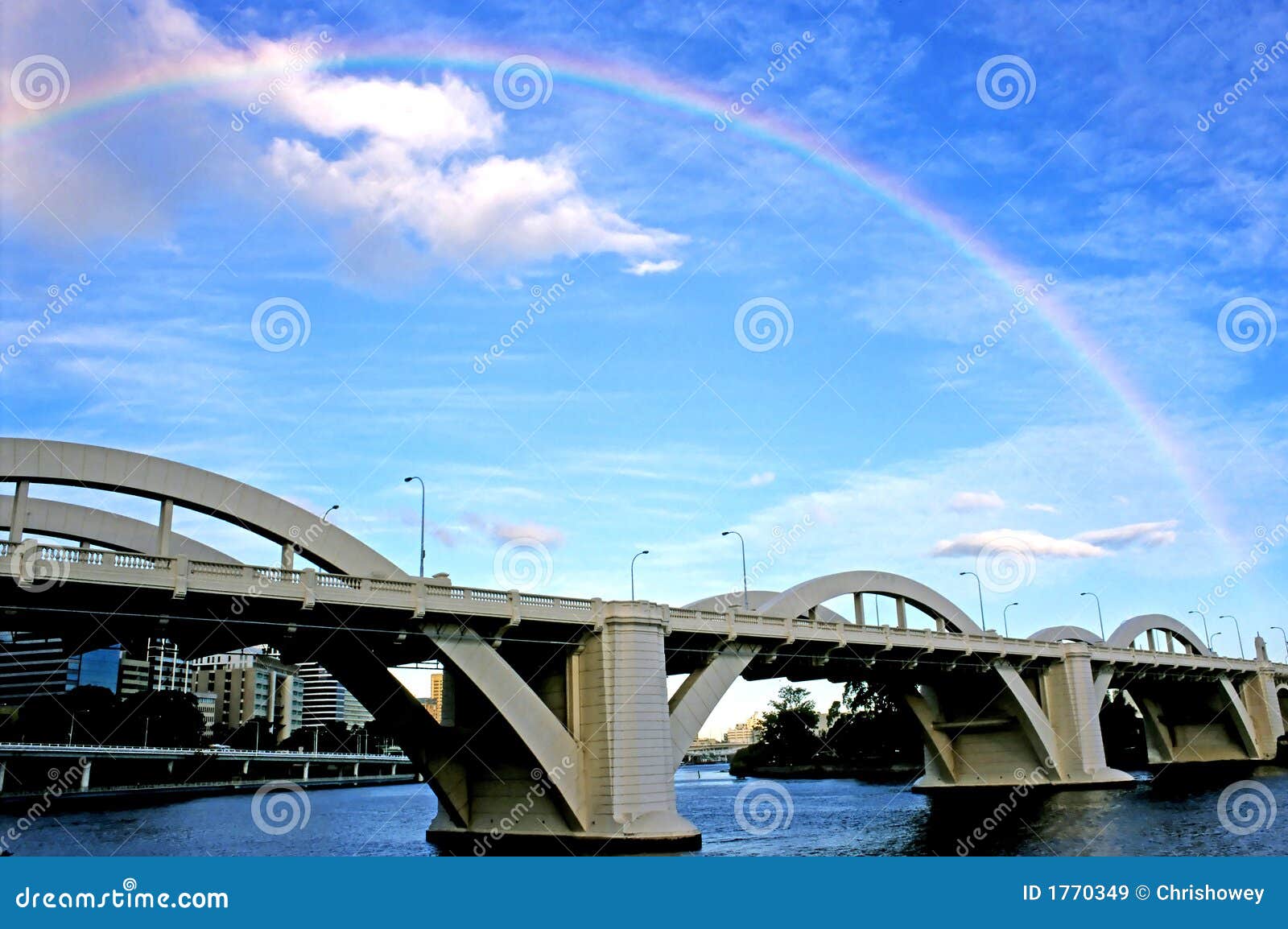 Rainbow over arched Bridge stock image. Image of colour - 1770349