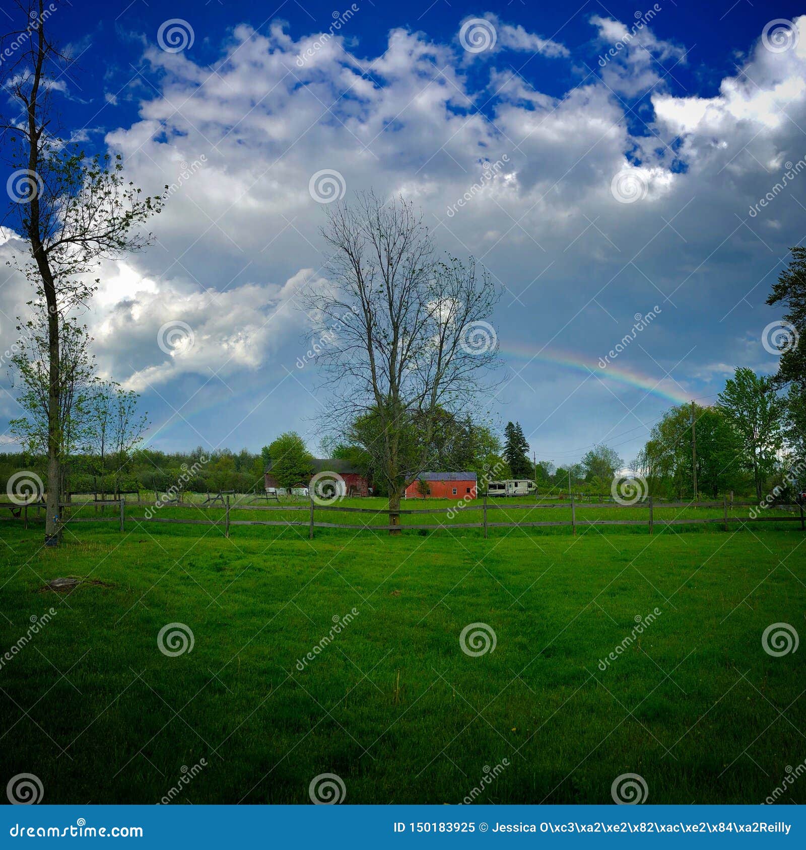Rainbow stock image. Image of rainbow, barn, blue - 150183925