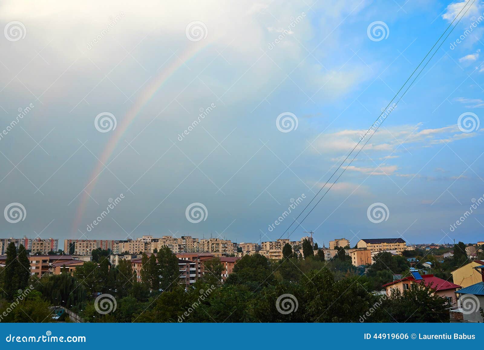 Rainbow over the city stock photo. Image of landscape - 44919606