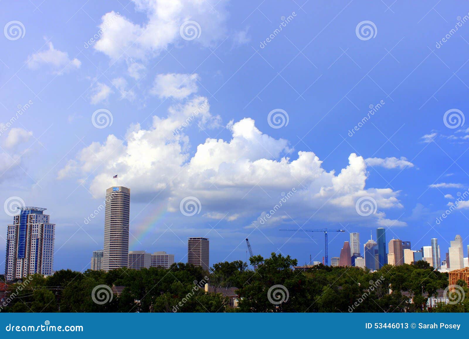 Rainbow Over Downtown Houston Editorial Stock Photo - Image of rain ...