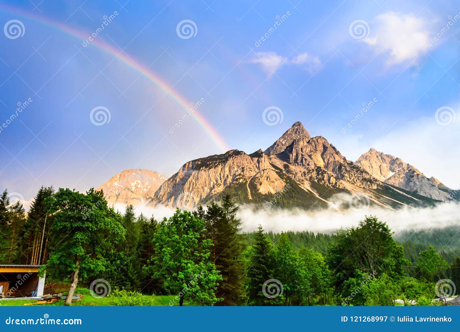 Rainbow Over the Ehrwalder Sonnenspitze in the Alps - Ehrwald, Tyrol ...