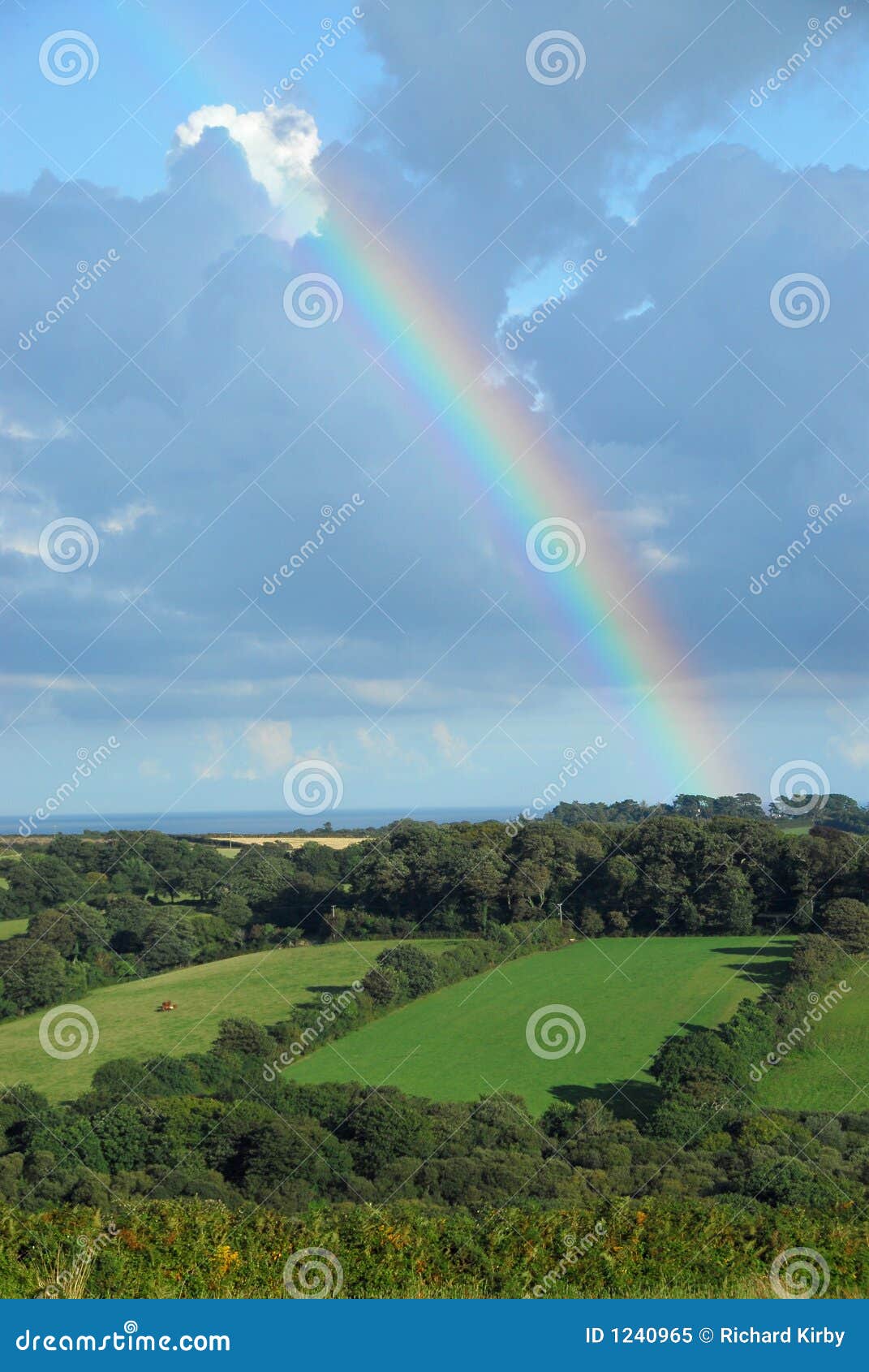 Rainbow Over the English Countryside Stock Image - Image of cornwall ...