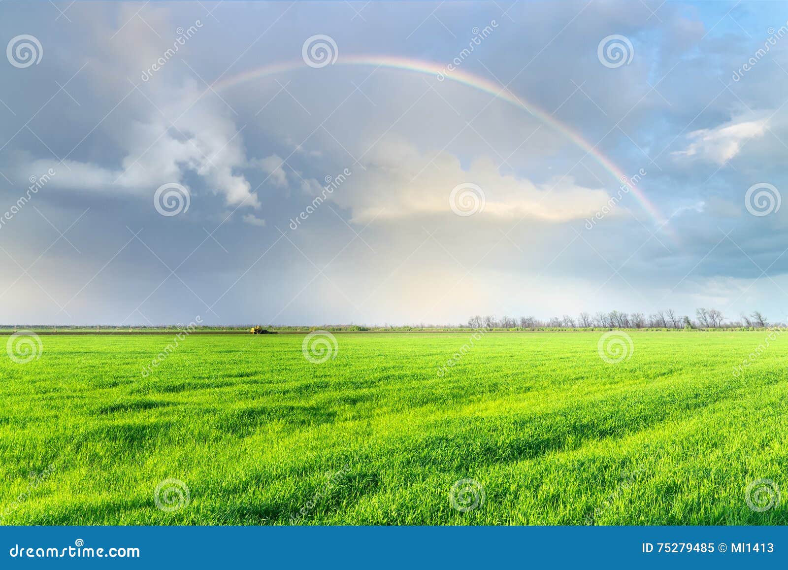 Rainbow over the field stock image. Image of harvesting - 75279485